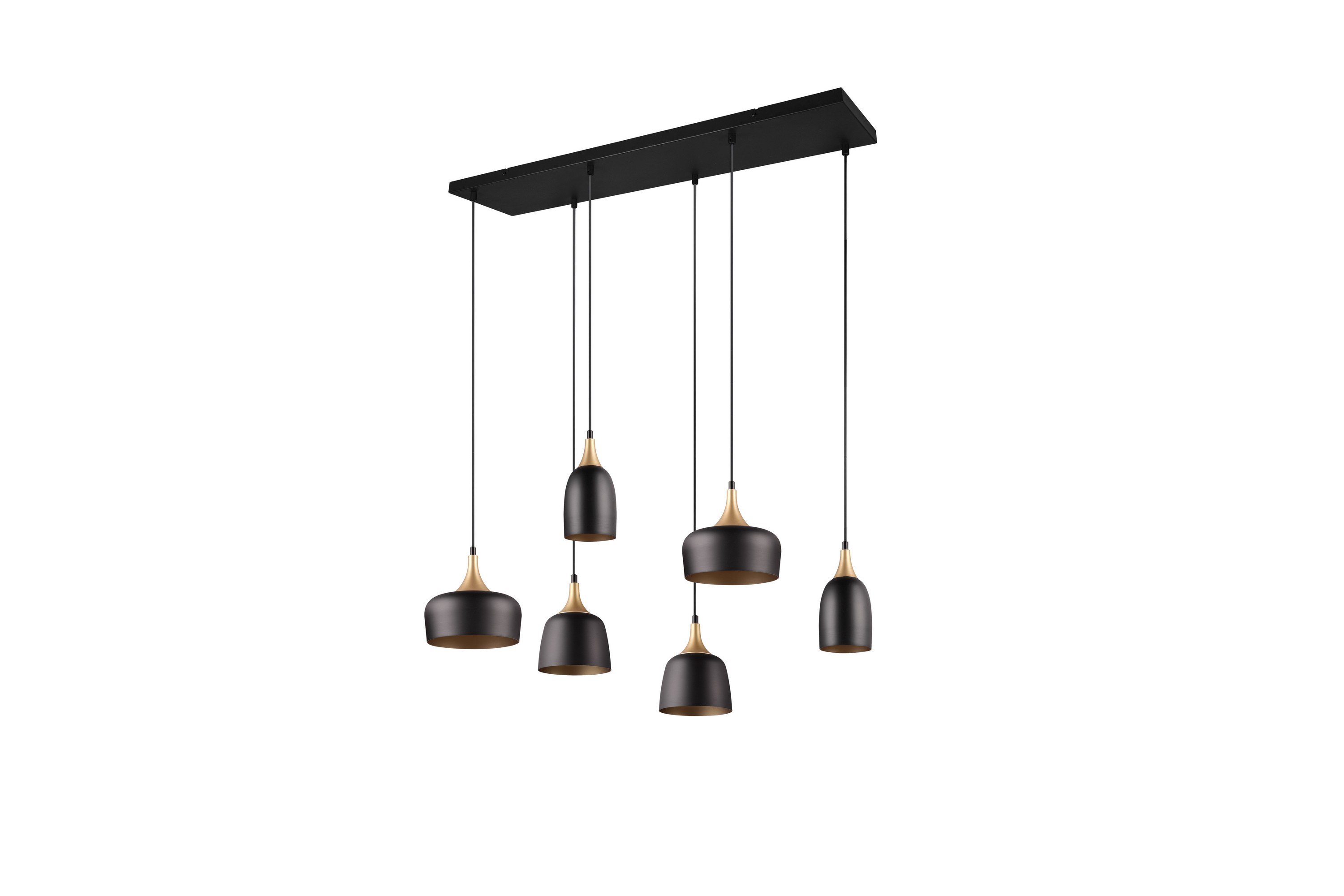 Trio Lighting Chiraz Taklampa 6L E27 mattsvart/ mattmässing Matt svart ...