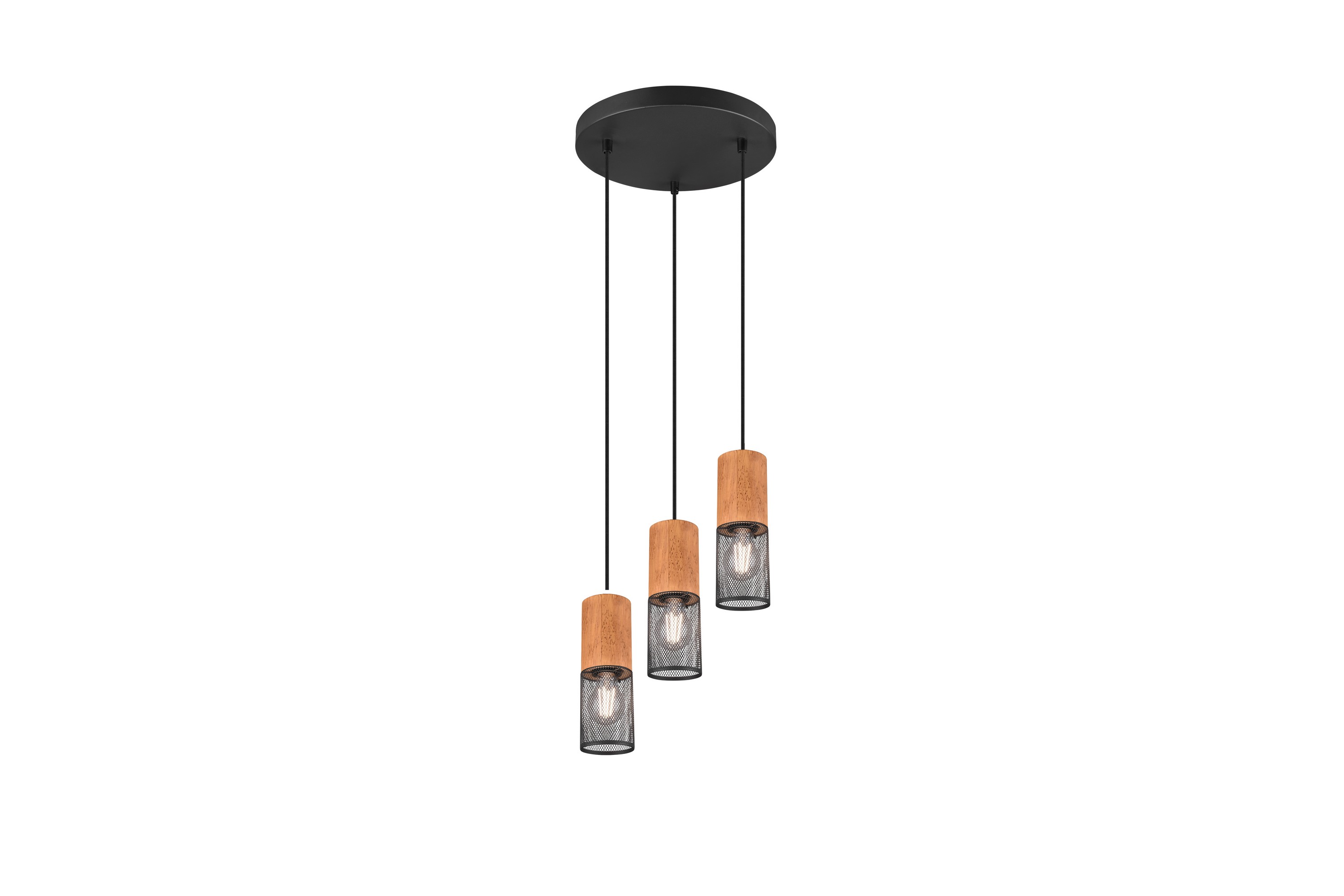 Trio Lighting Tosh Taklampa 3L E27 mattsvart Natur/Matt svart - Belysning & el - Trademax