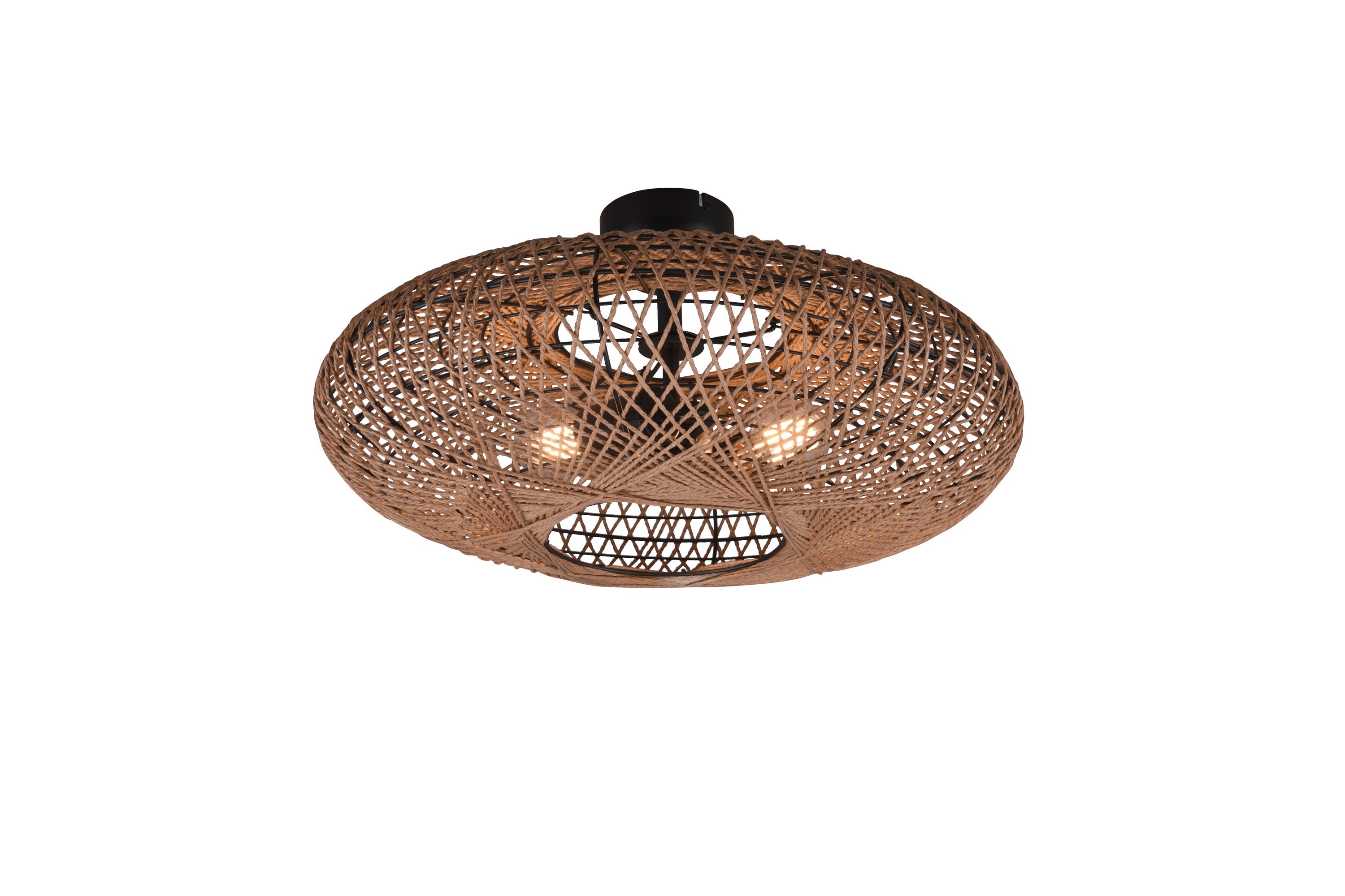 Trio Lighting Hedda Plafond 2L E27 mattsvart/ sisal Matt svart/Sisal - Belysning & el - Trademax
