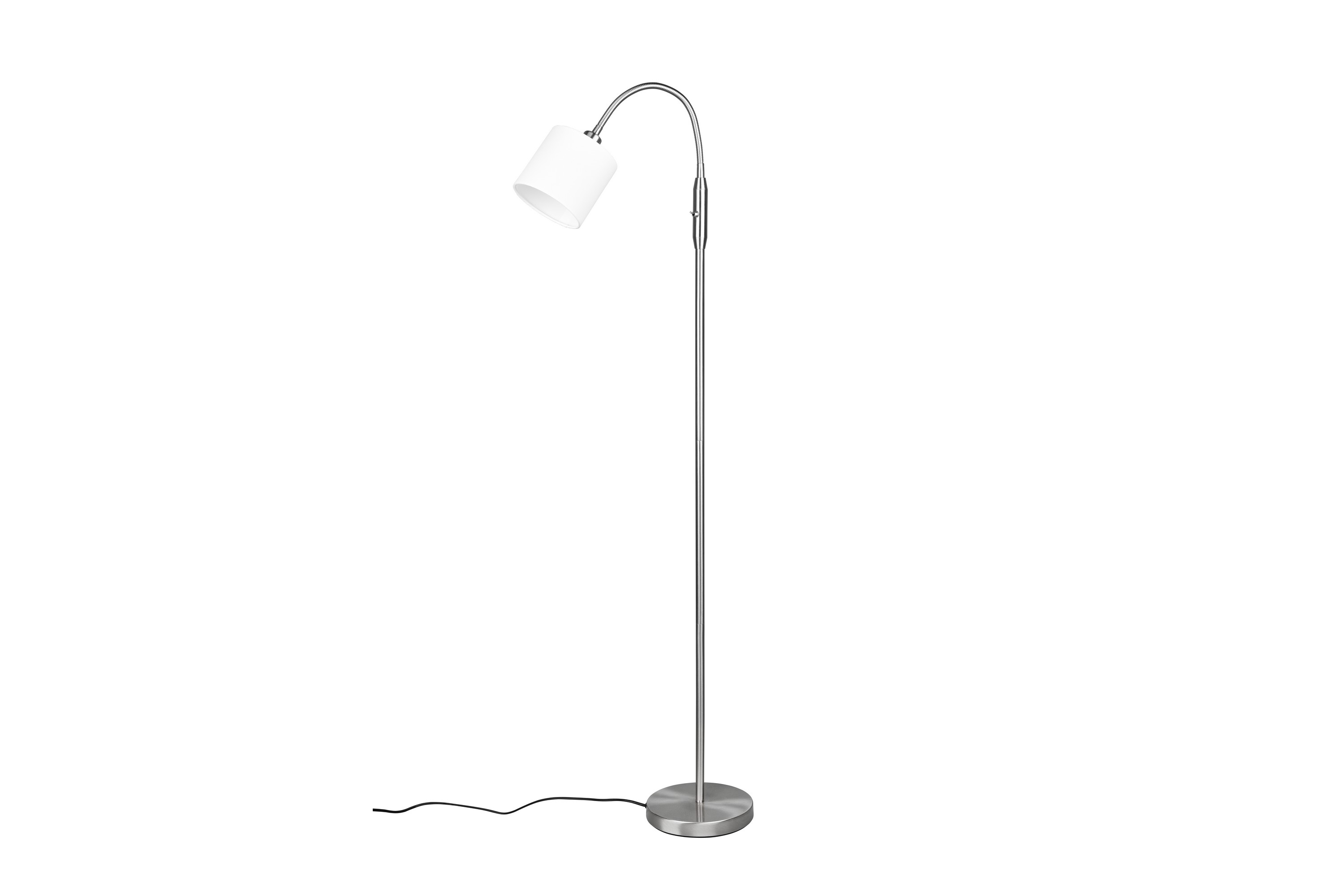 Trio Lighting Tommy Golvlampa 1L E14 borstad stål/ vit Borstad stål/Vit - Belysning & el - Trademax