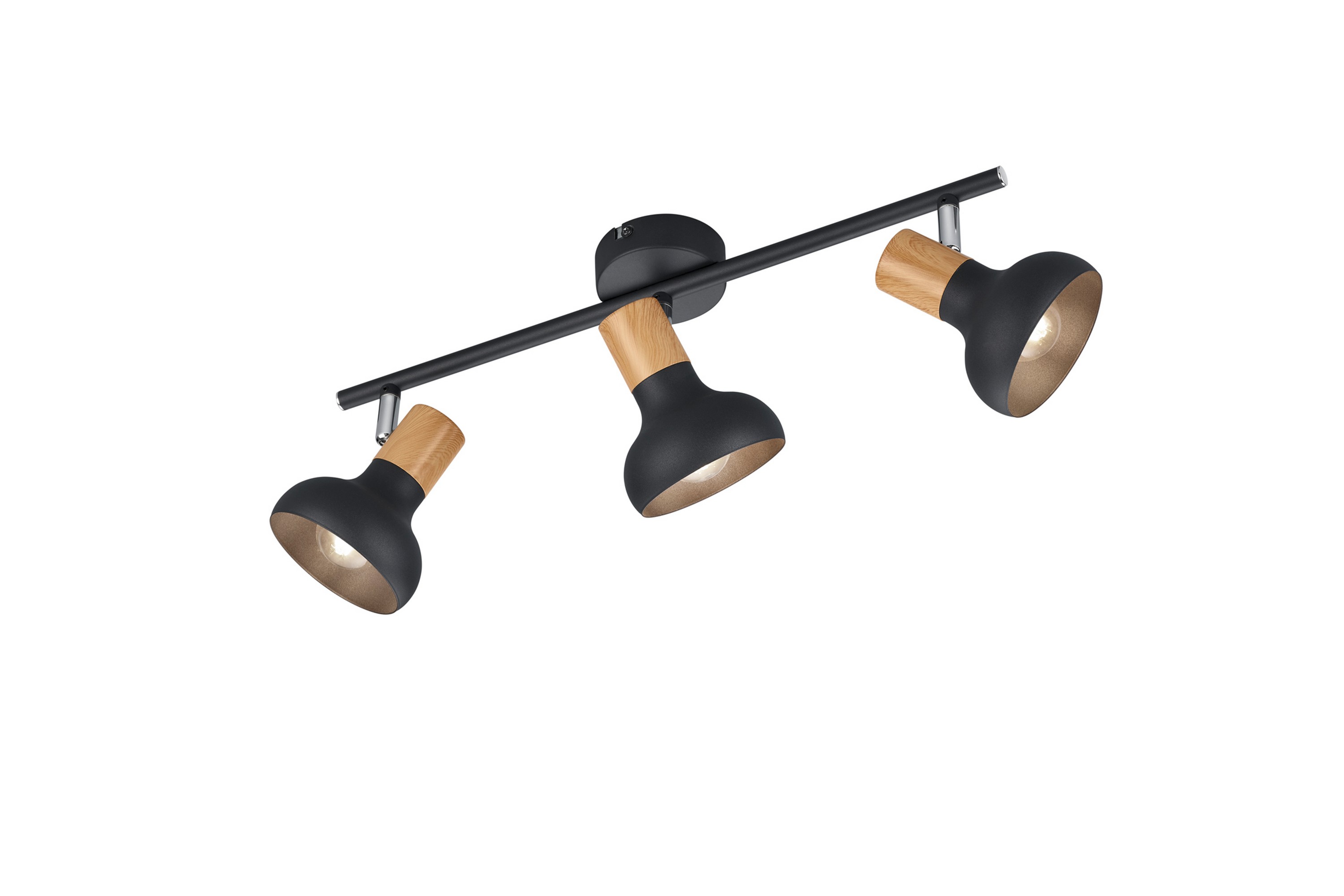 Trio Lighting Latika spotlight 3L E14 mattsvart/ trä Matt svart/Trä - Belysning | Chilli