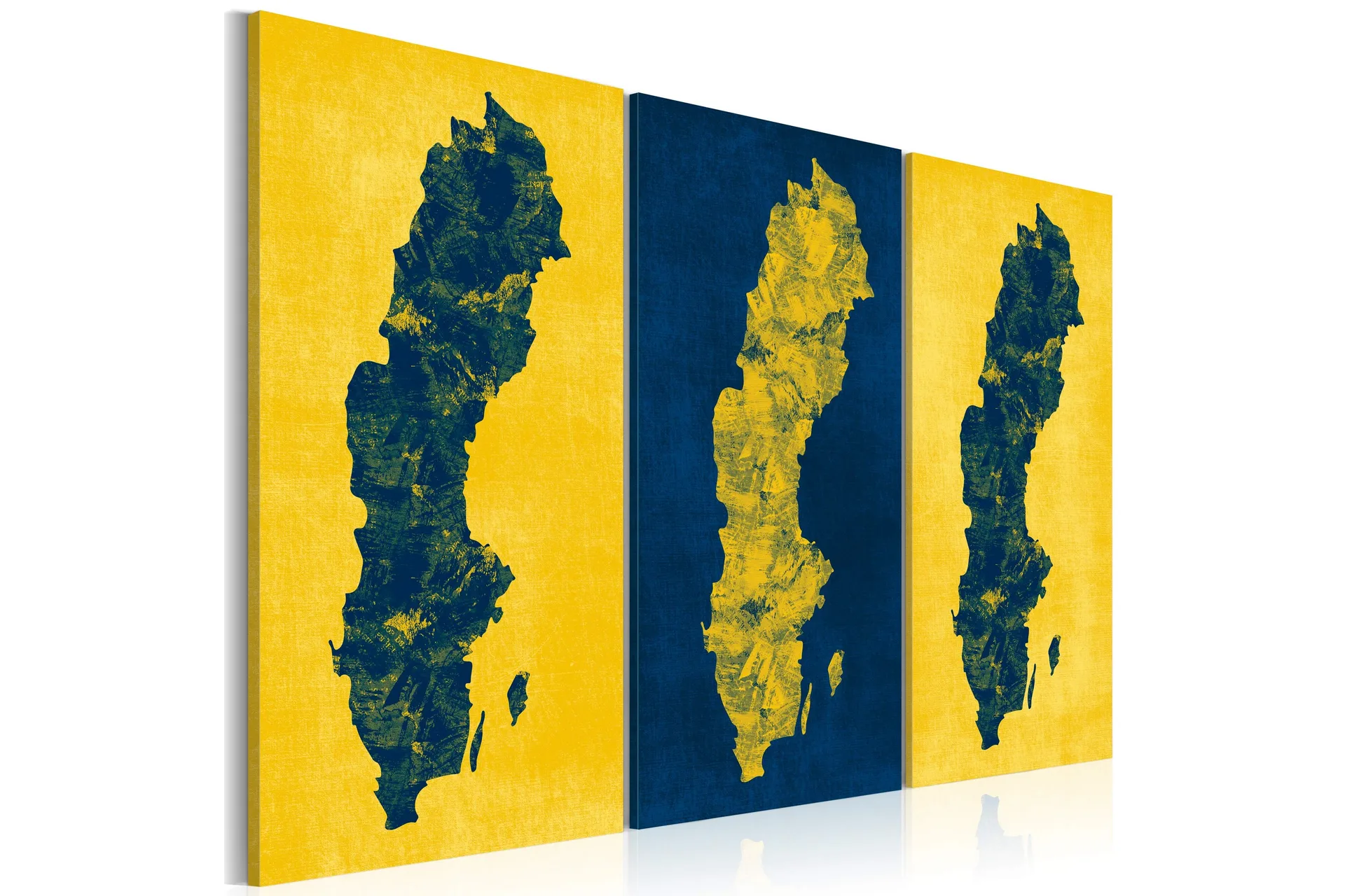 Billede Malet Kort Over Sverige Triptyk 60x40 Artgeist sp. z o. o ...
