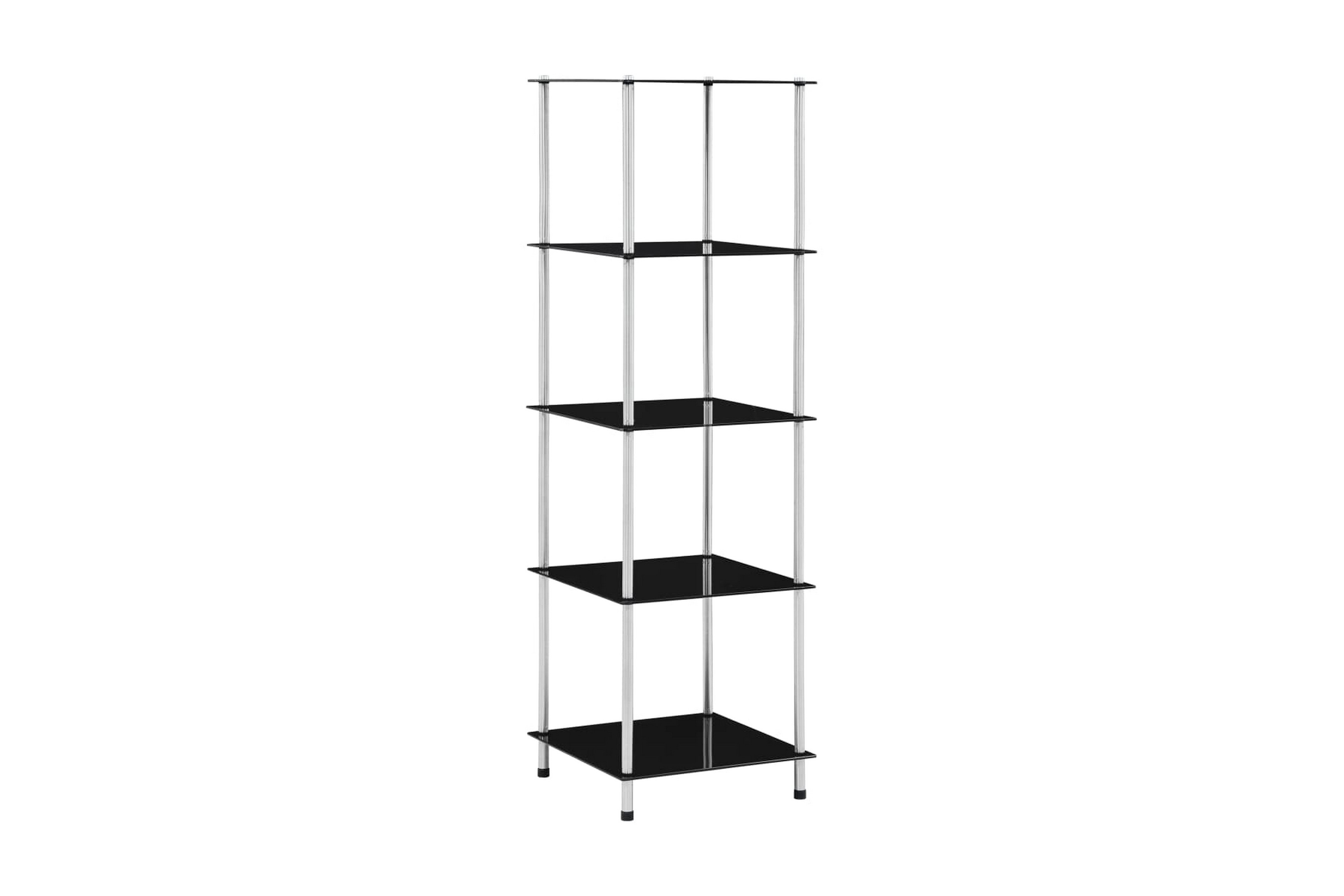 Hylla 5 hyllplan svart 40x40x130 cm härdat glas Svart - Förvaring | Chilli