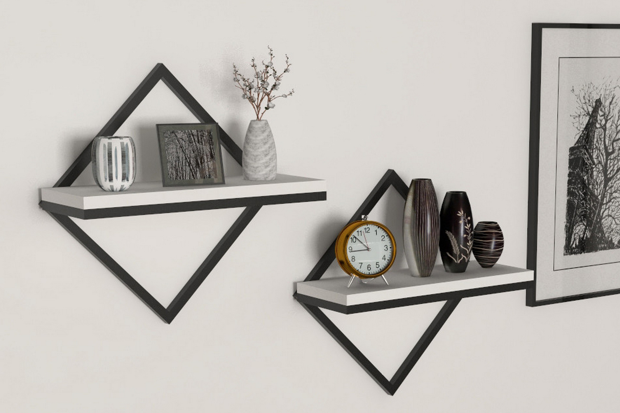 Bourmana Vägghylla 43x15 cm 2 Hyllor Vit - Förvaring - Trademax