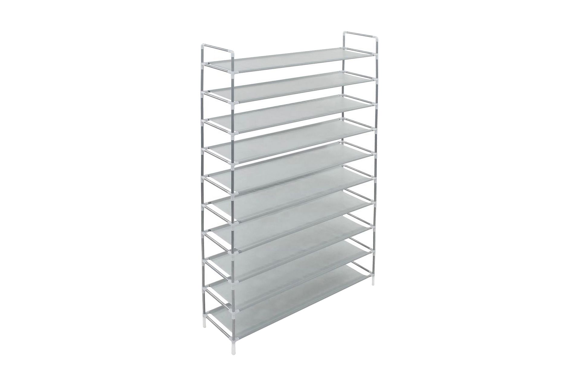 Skohylla med 10 hyllor metall och non-woven tyg silver - Förvaring ...