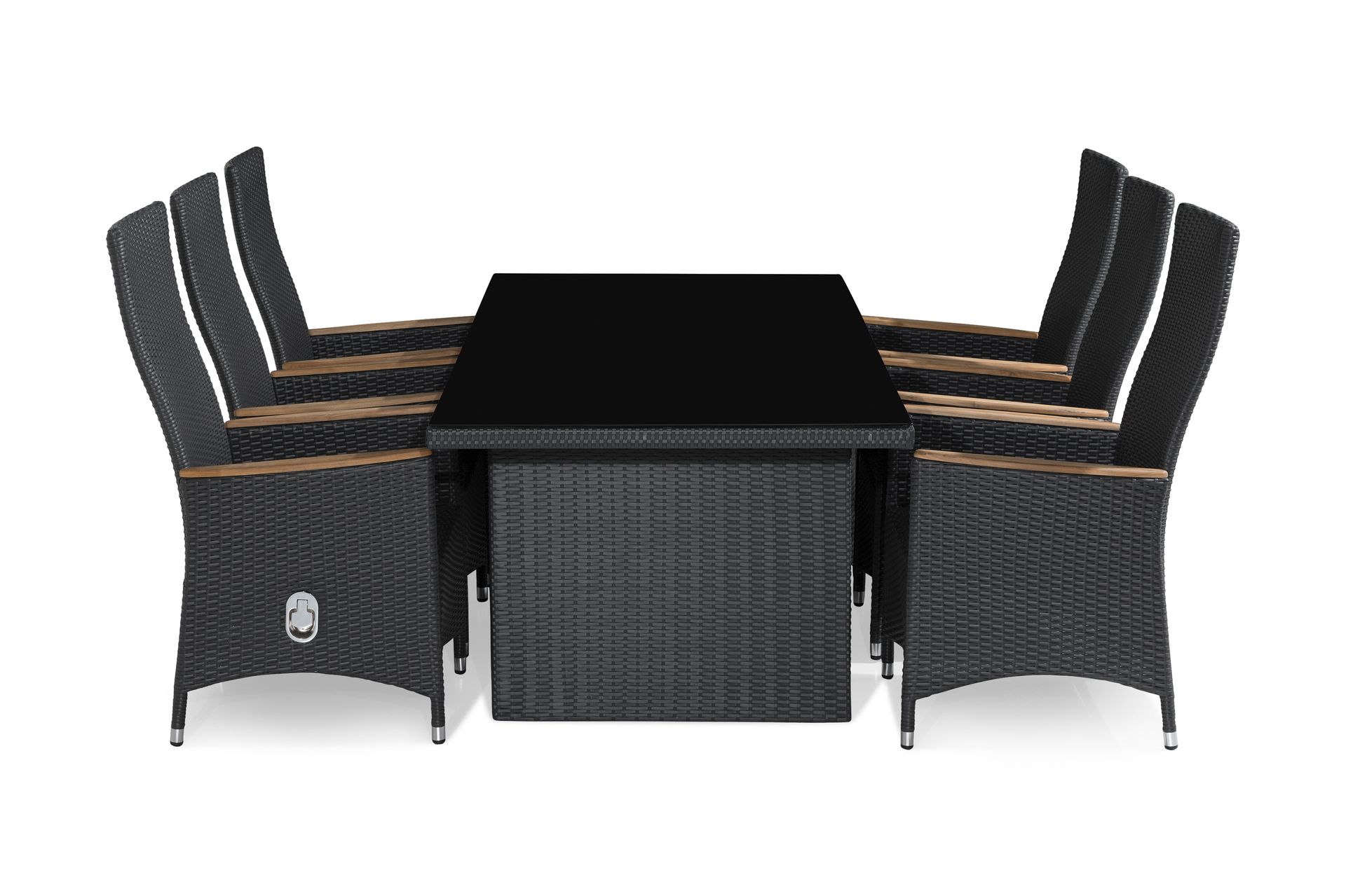 Spisegruppe Majestic 210x100 + 6 Jenny Lyx Stol Stillbar Svart|Teak ...