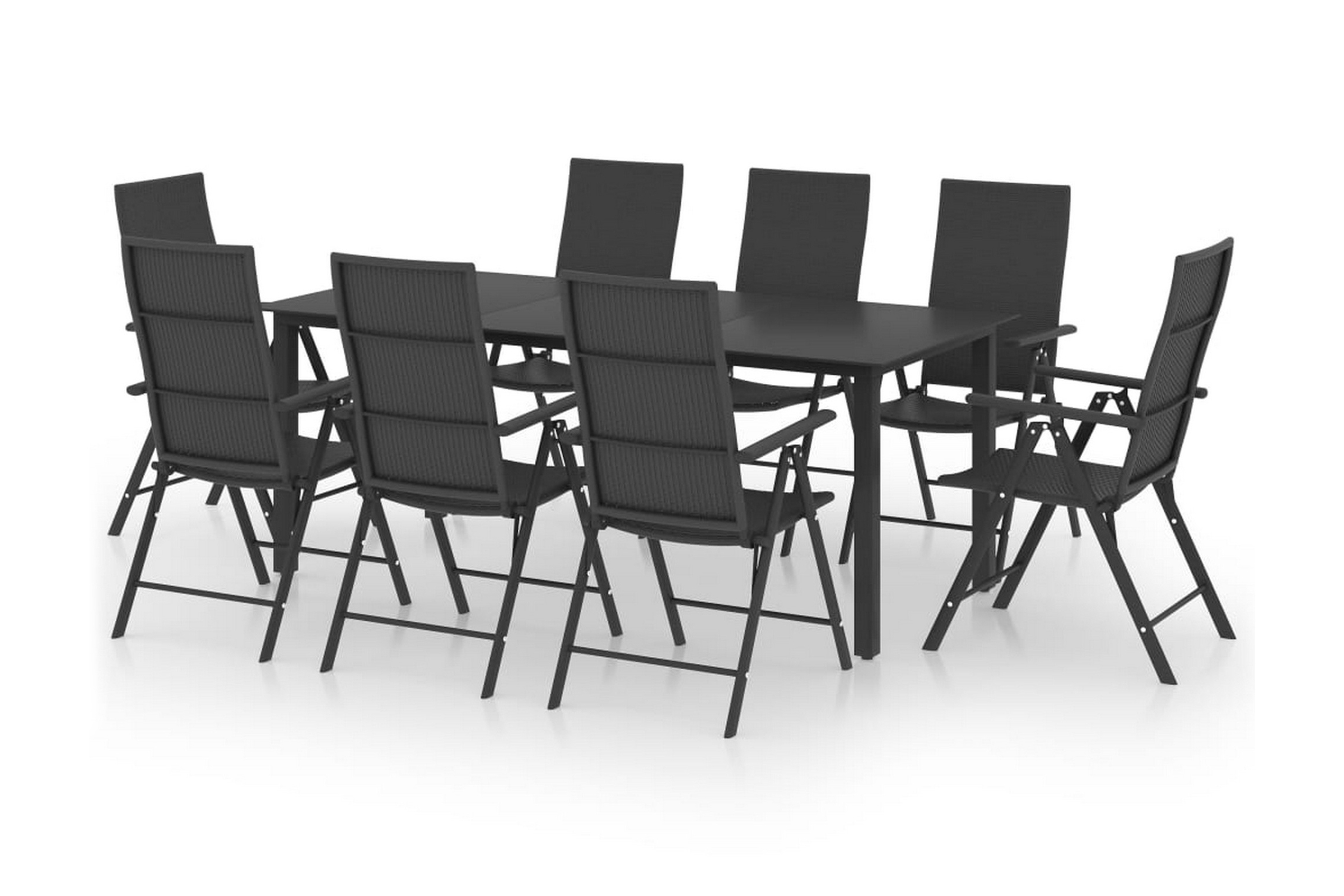 Be Basic Utendørs spisestue 9 deler svart Svart - Hagemøbler & utemiljø ...