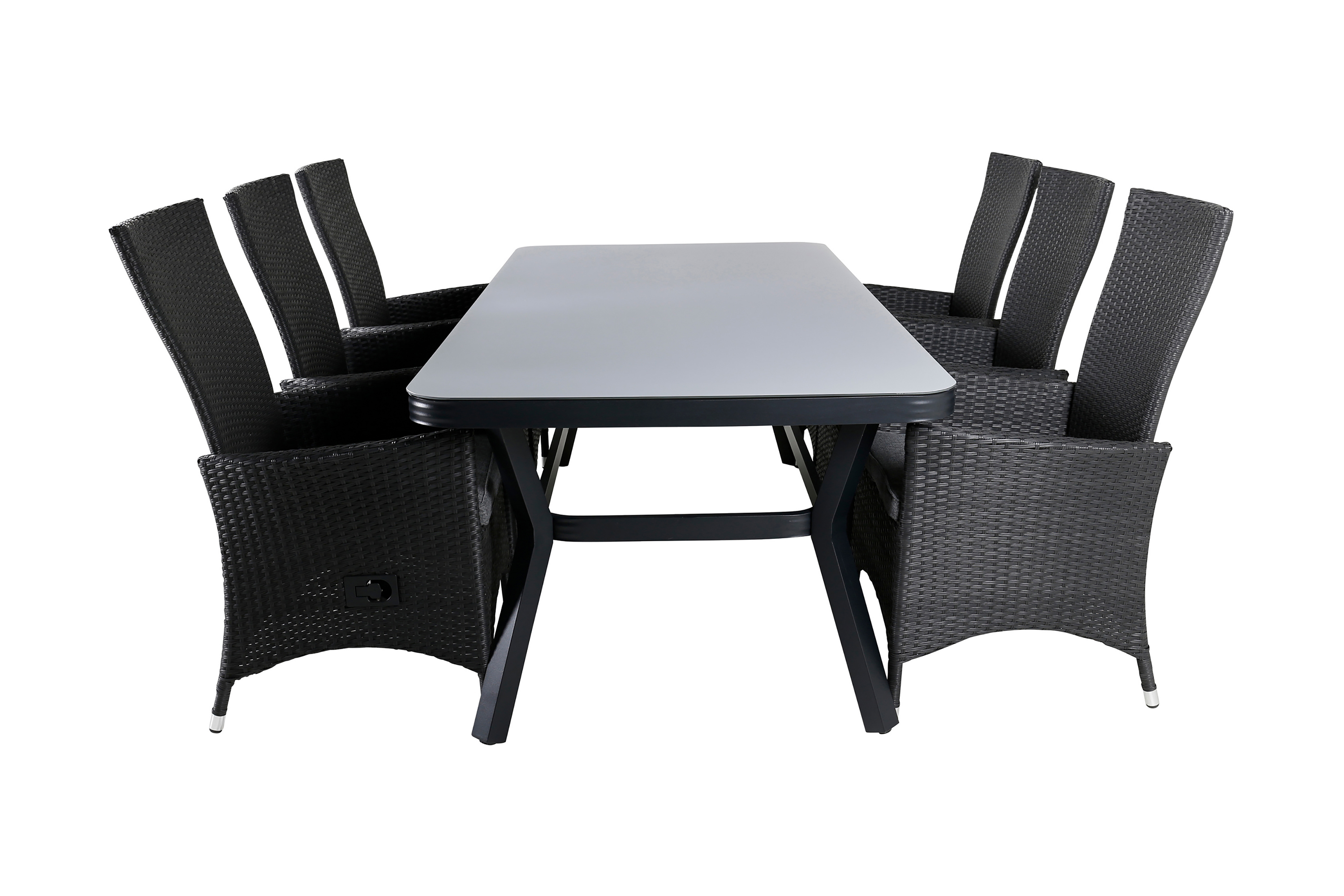 Venture Home Virya Spisegruppe 200cm + 6 Padova Reclinerstoler Svart ...