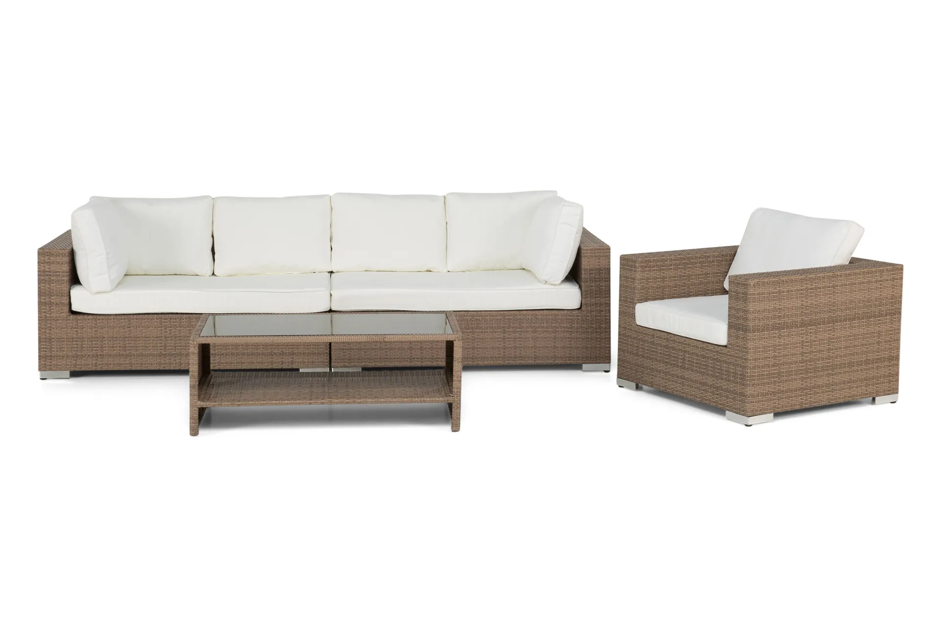 Comfort Garden Bahamas Loungegruppe 5 Pers Bord m Hylle Lenestol Sand ...