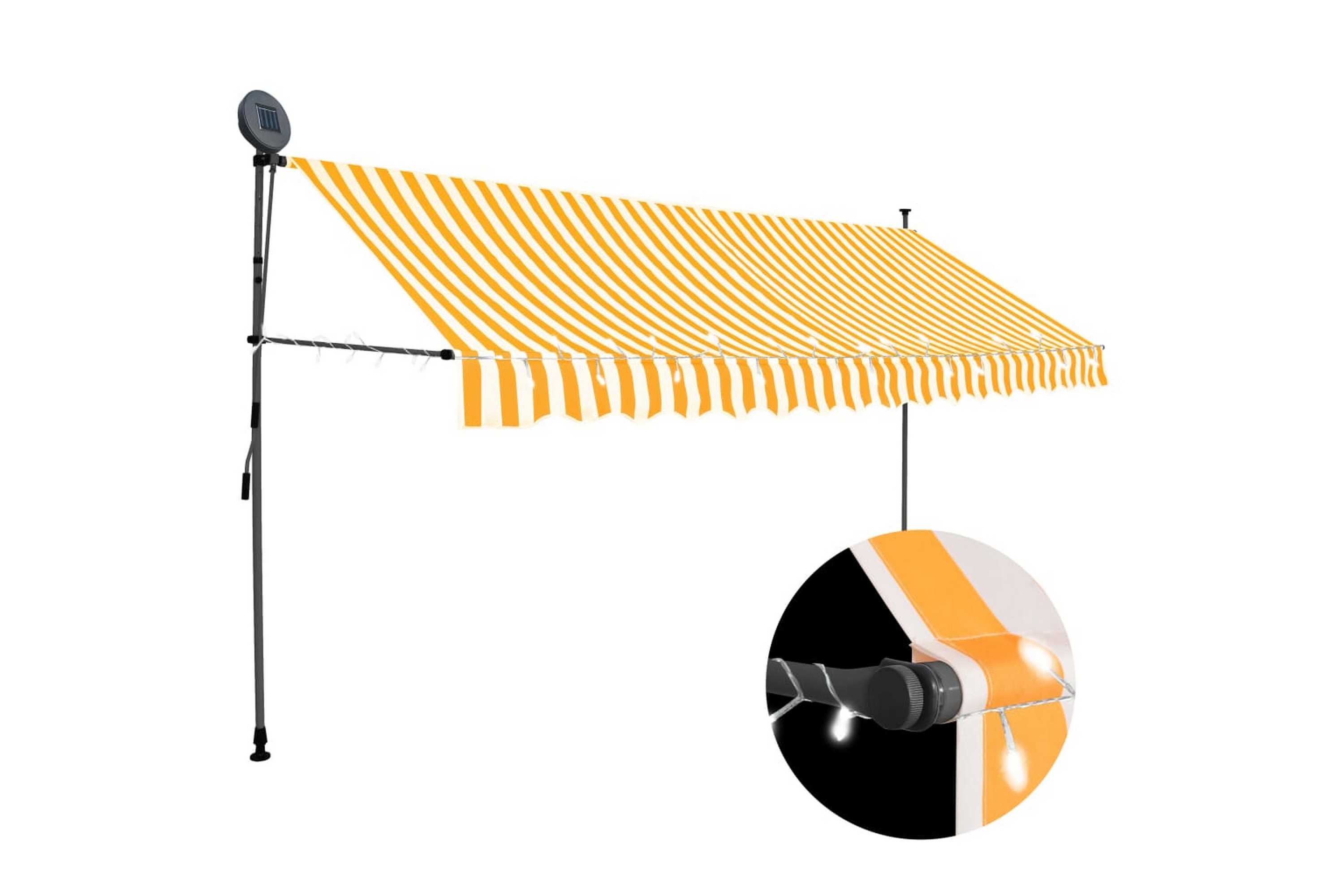 Be Basic Manuell uttrekkbar markise med LED 350 cm hvit og oransje ...