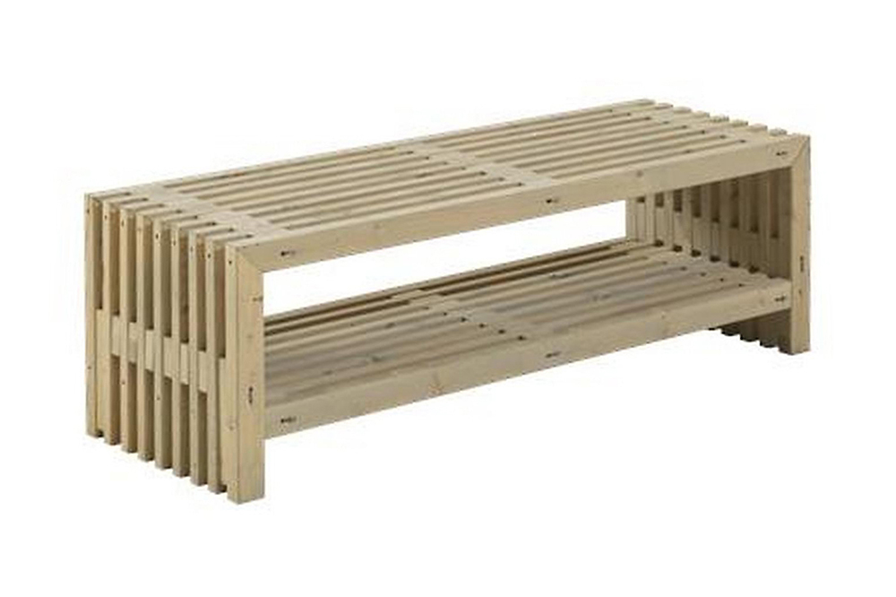 Plus Rustikk benk Design av terrassebord138x49x45cm m/hylle drivv Grå ...