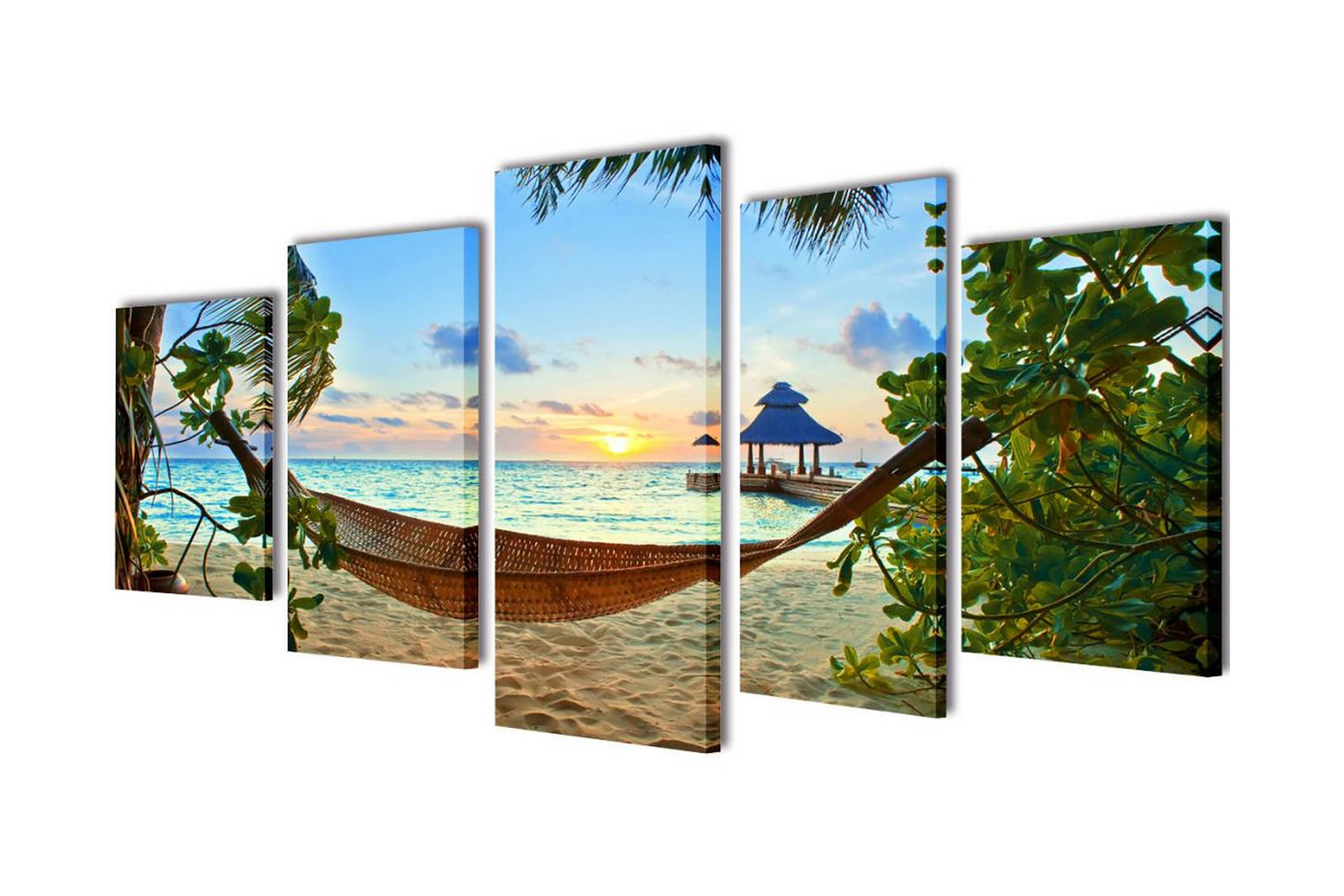 Be Basic Kanvasbilledsæt Sandstrand Med Hængekøje 200 X 100 Cm ...