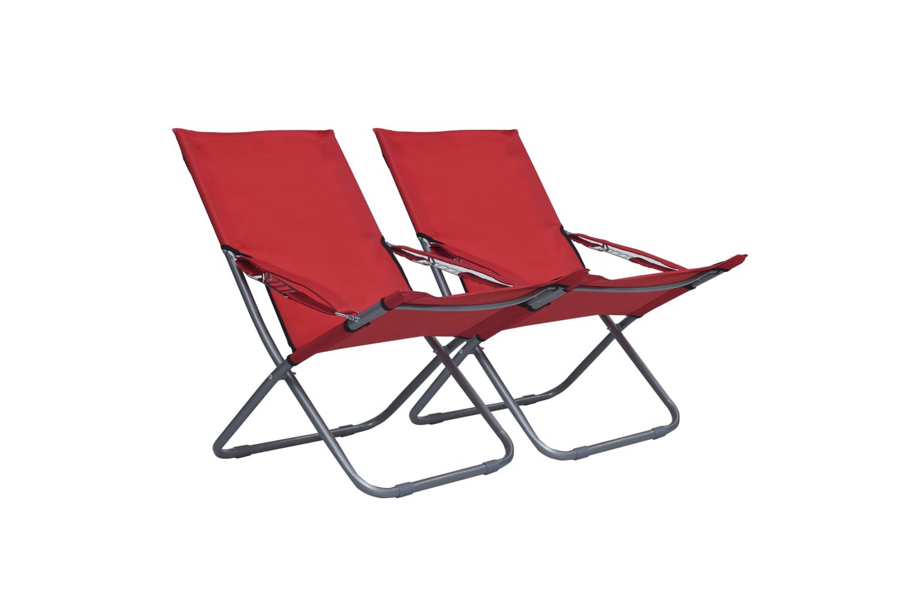 Be Basic Foldbare Strandstole 2 stk. Stof Rød Rød - Havemøbler | Trademax