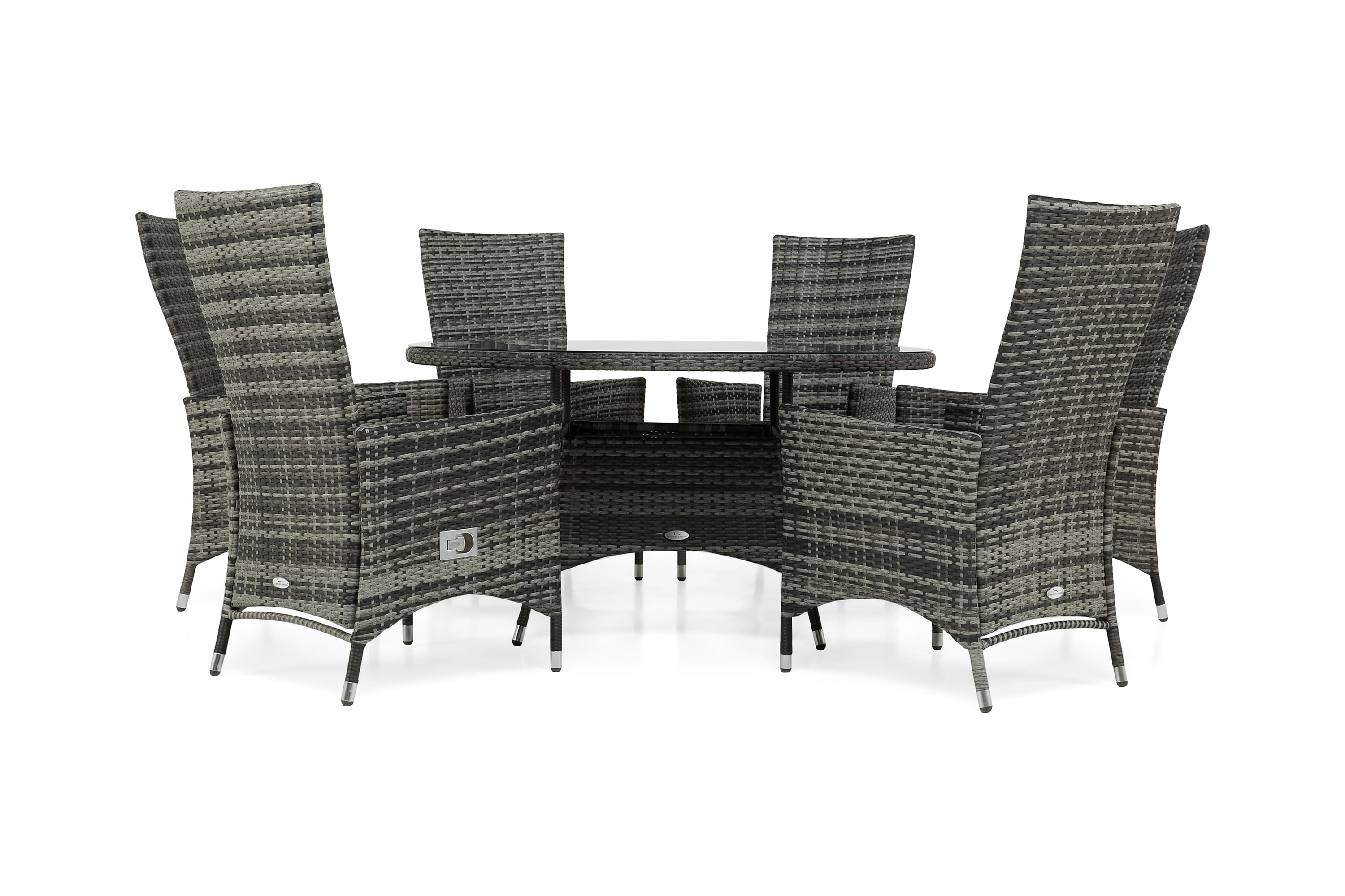 Comfort Garden Thor Havesæt Ø140 + 6 Jenny Justerbar Lænestole Grå ...