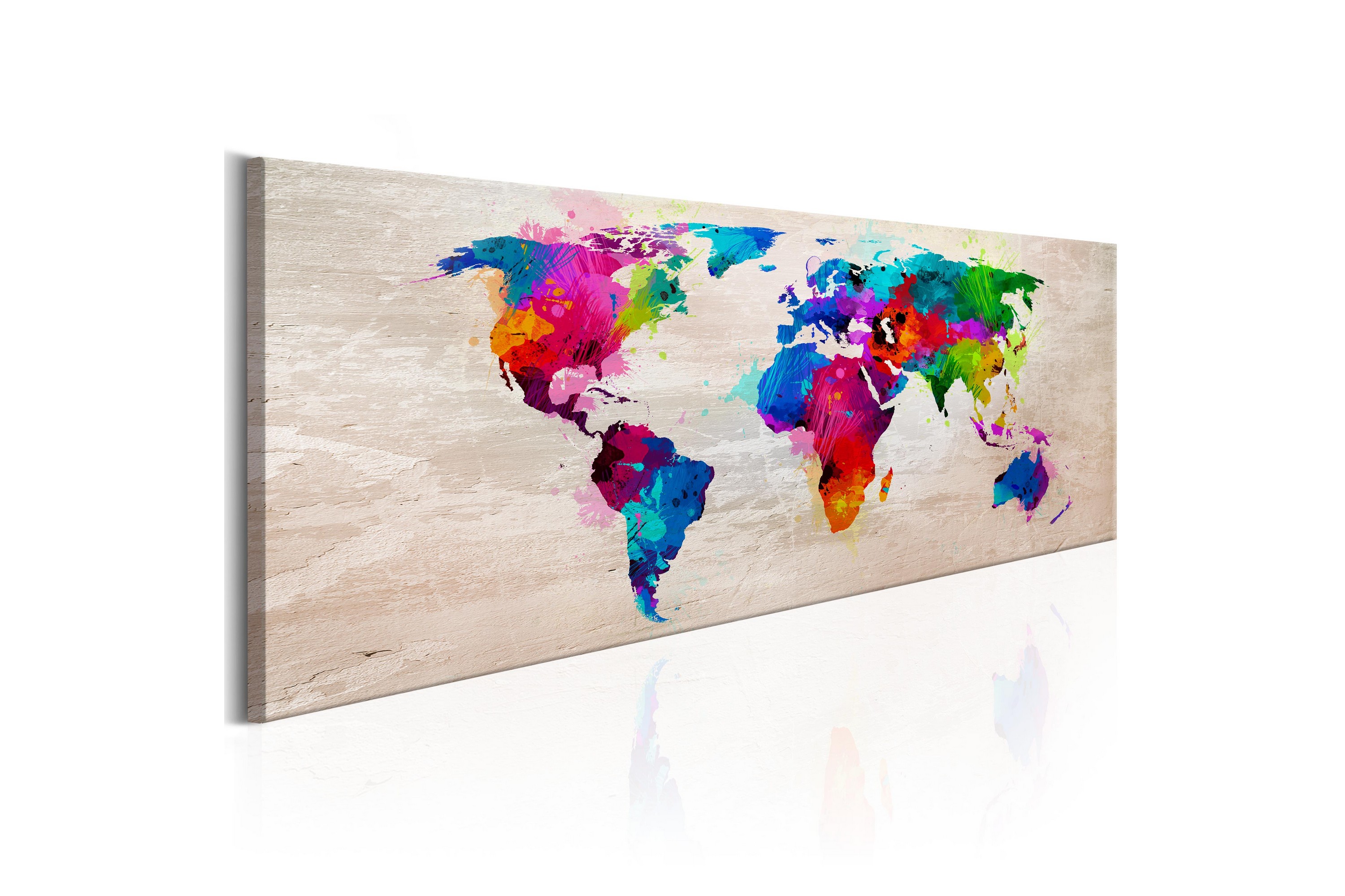Tavla World Map: Finesse of Colours 120x40 Artgeist sp. z o. o ...