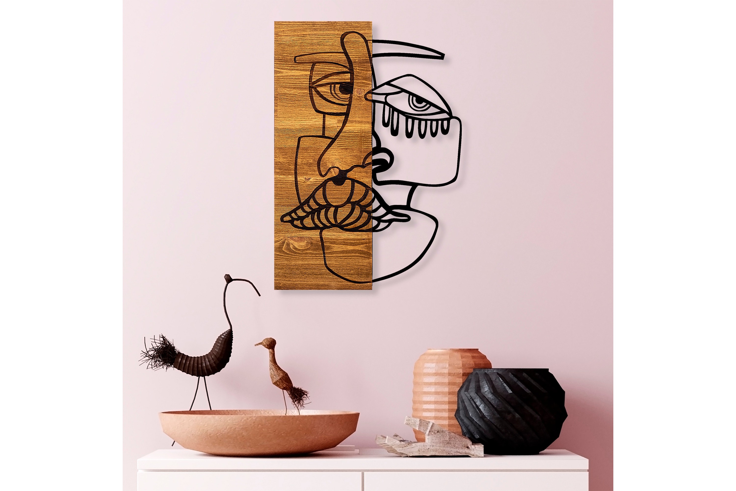 Alexix Väggdekor Svart/Ljus Valnöt - Inredning - Trademax