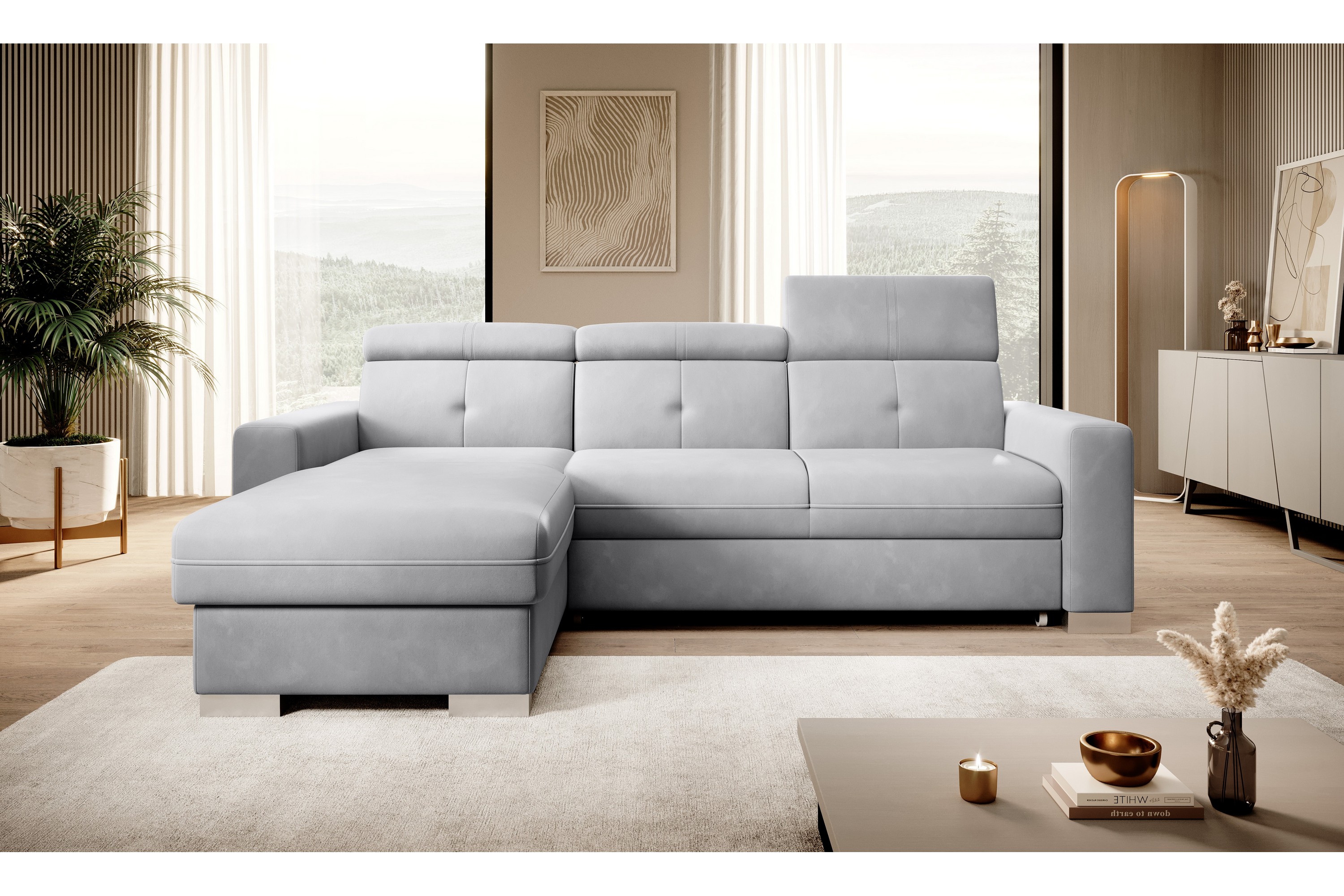 Vuodesohva divaanilla Hazara säilytyksellä 3:n ist Harmaa - Huonekalut | Kodin1.com