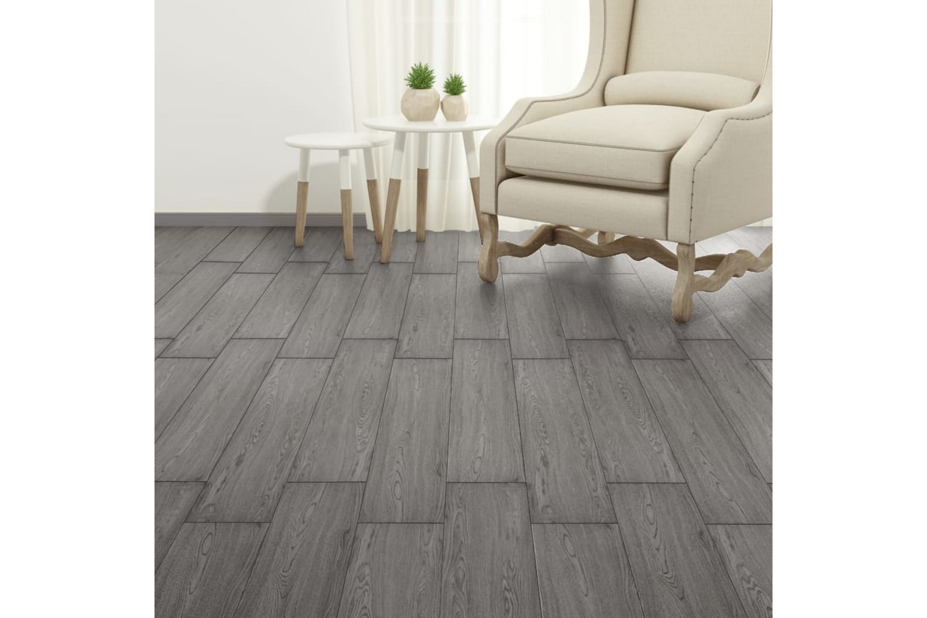 Be Basic Selvklebende PVC-gulvplanker 5,21 m² 2 mm mørkegrå Grå - Hus ...