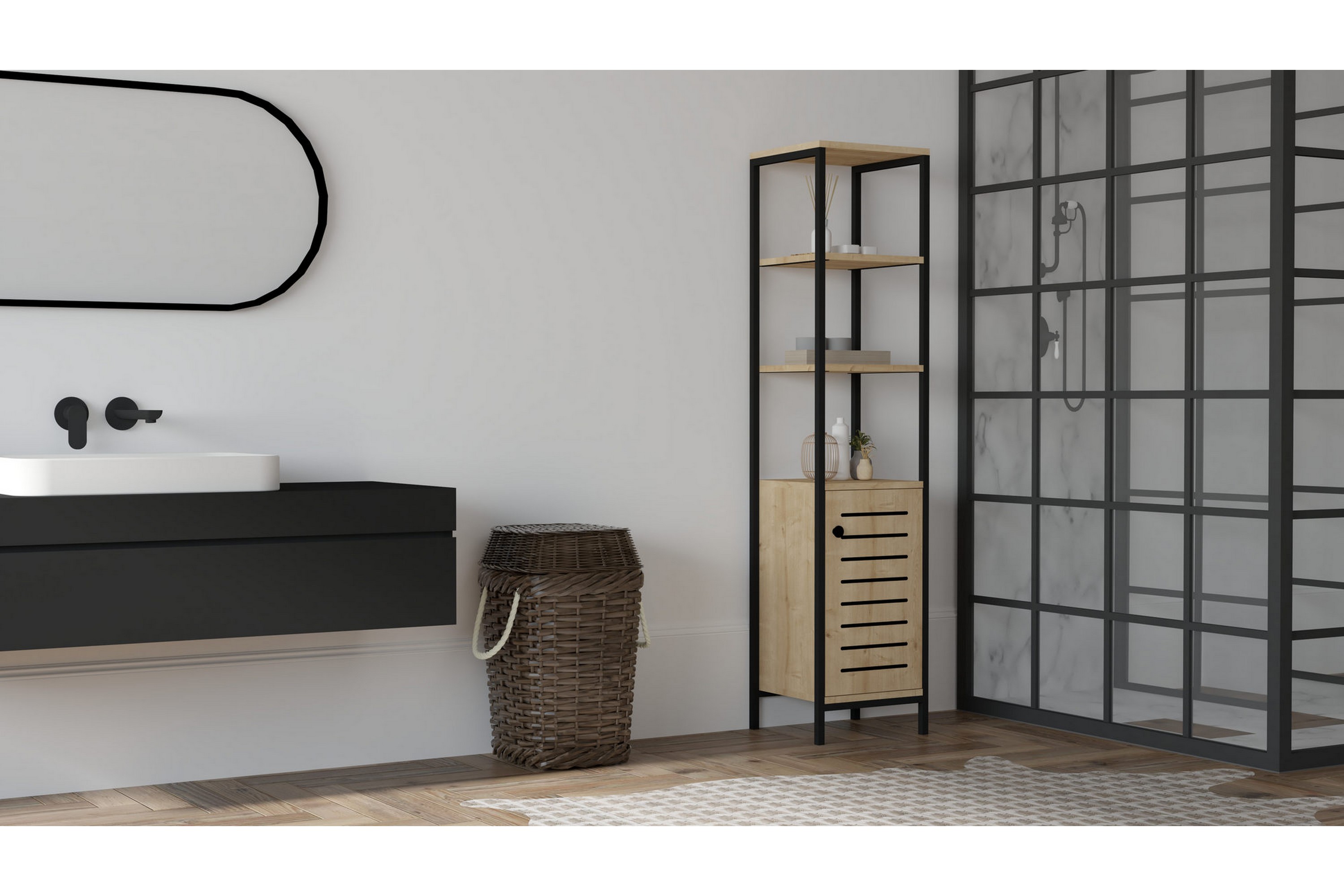 Andifli Baderomsoppbevaring 38x162,2 cm Blå - Hus & oppussing - Trademax