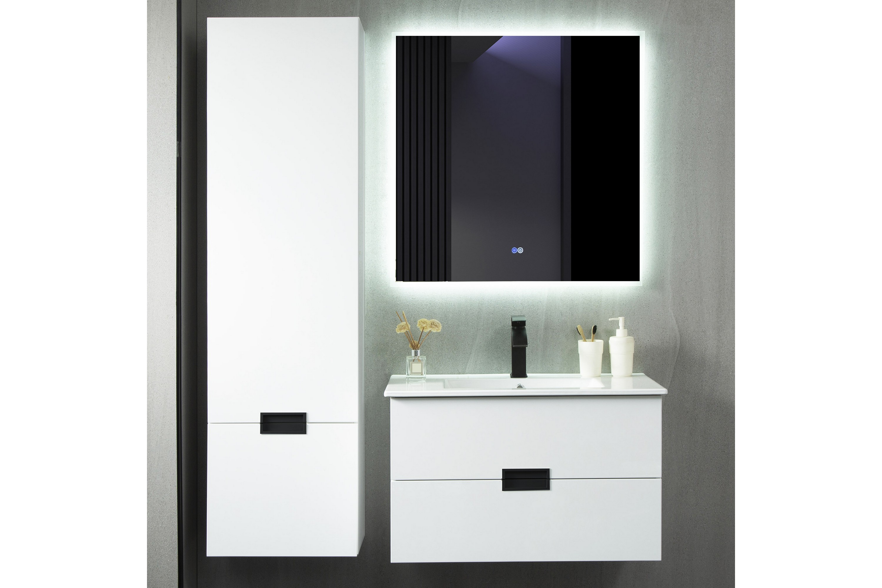 Baderomspakke Kommode, sideskap & LED-speil Blander inngår H Lyfco - Hus & oppussing - Trademax