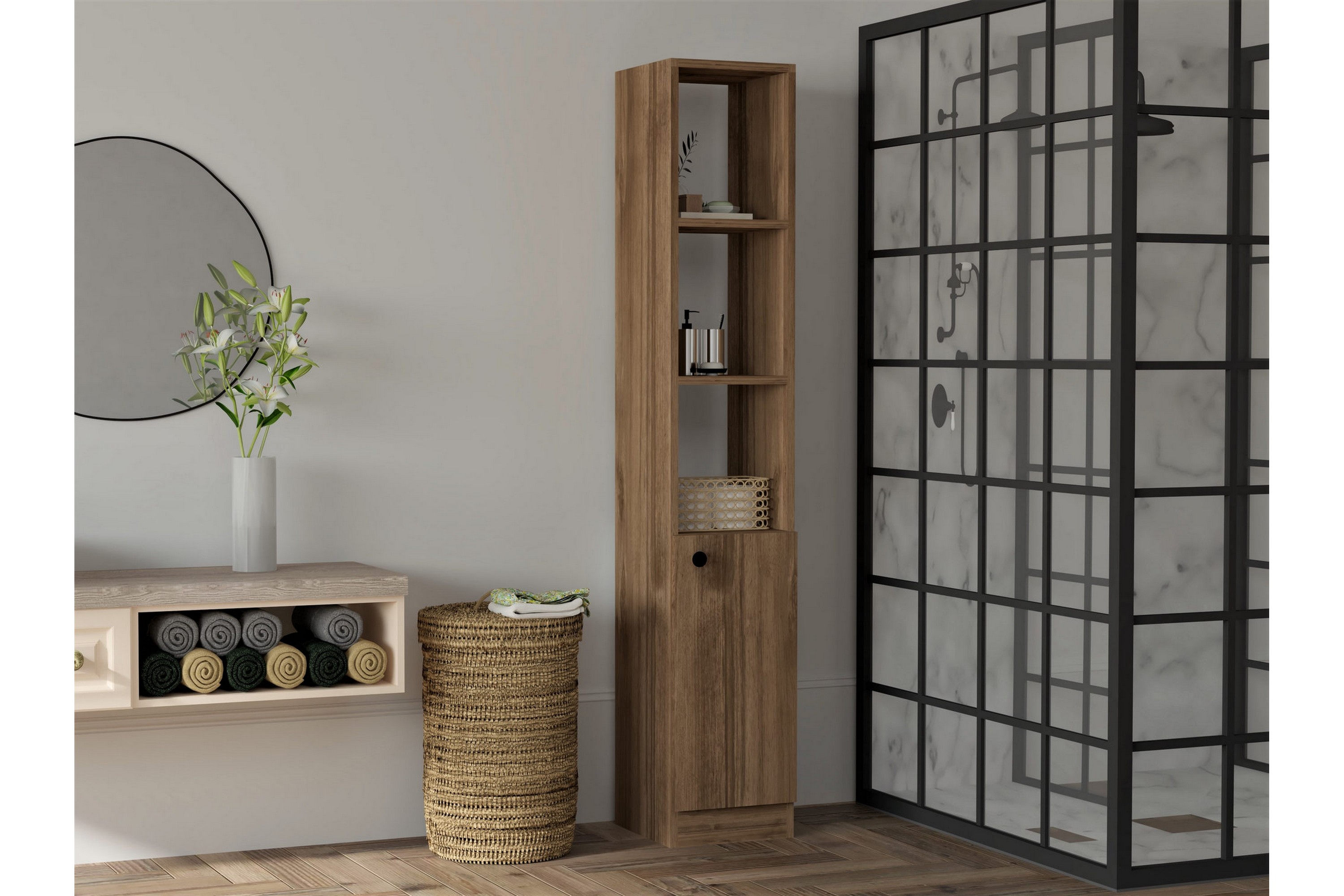 Andifli Badrumsförvaring 30x170 cm Brun - Hus & renovering - Trademax