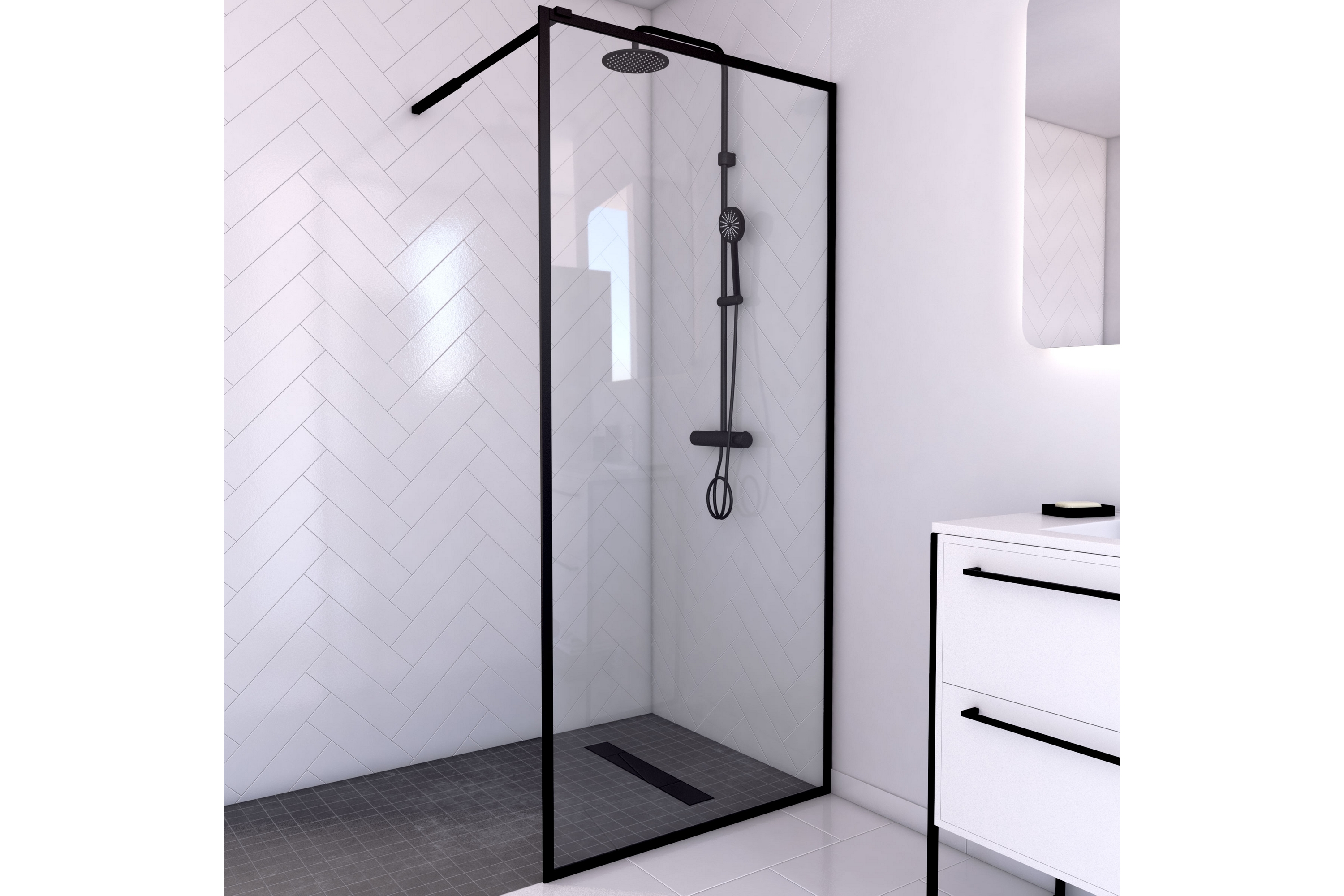 Gullebo Duschvägg 70x200 cm Svart - Hus & renovering - Trademax