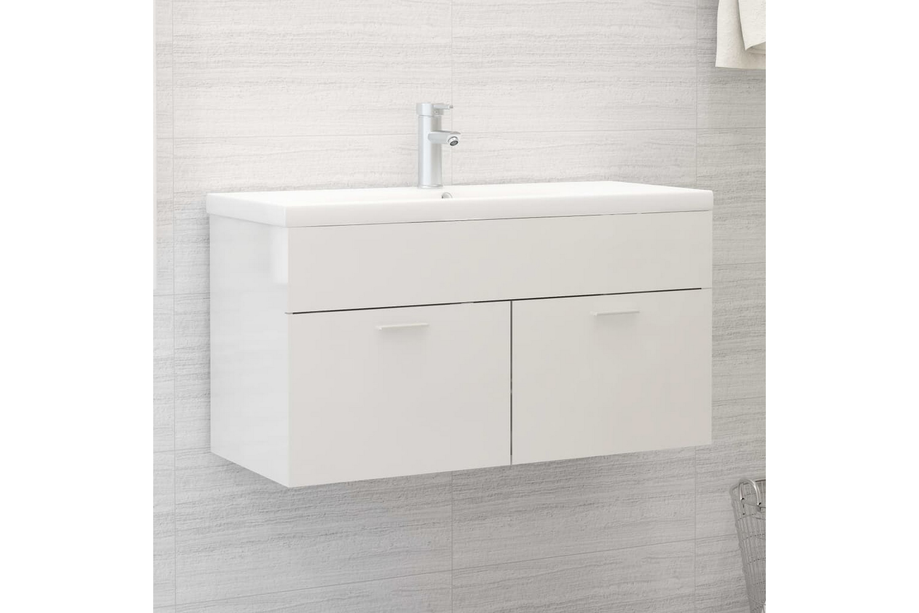 Be Basic vaskeskab 90x38,5x46 cm spånplade hvid højglans Hvid - Hus ...