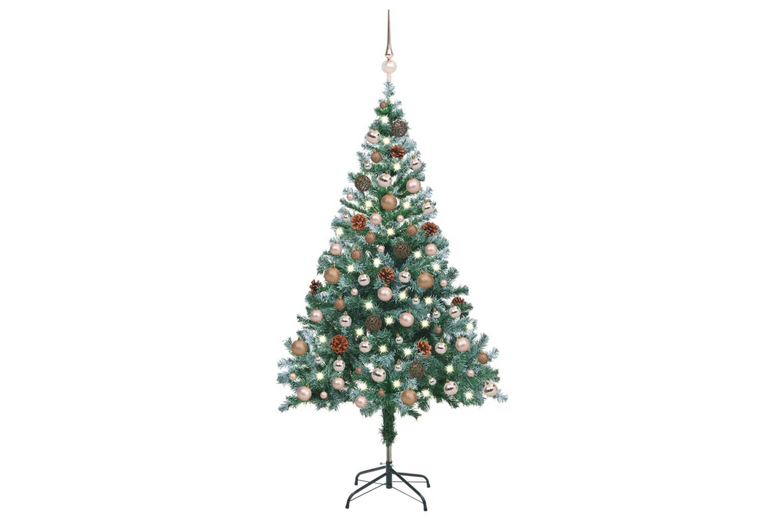 Be Basic Frostet kunstig juletre med LED & kulesett & kongler 150 cm ...
