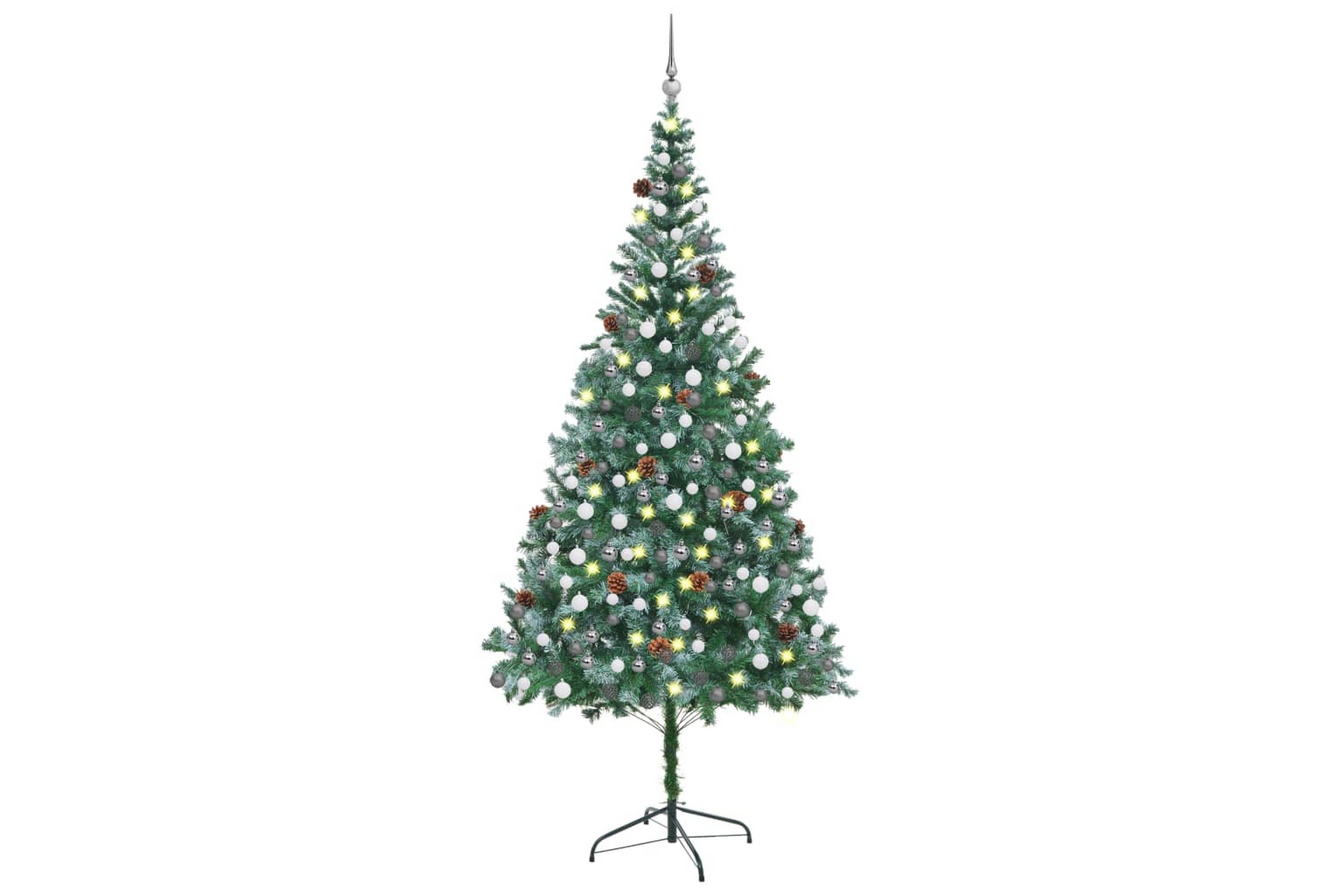 Be Basic Kunstig juletre med LED og kulesett og furukongler 210 cm ...