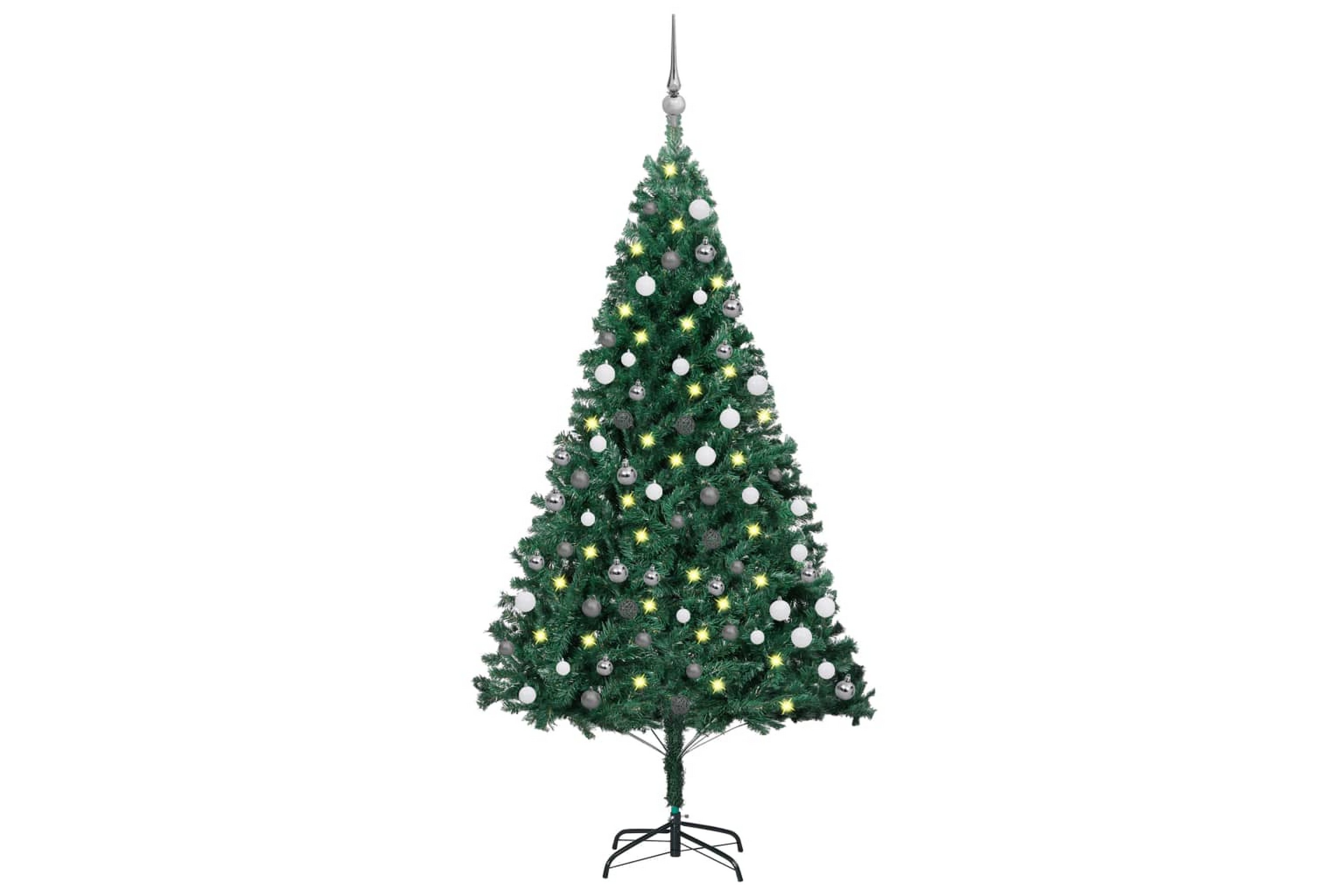 Be Basic Kunstig juletre med LED og kulesett 180 cm PVC grønn ...
