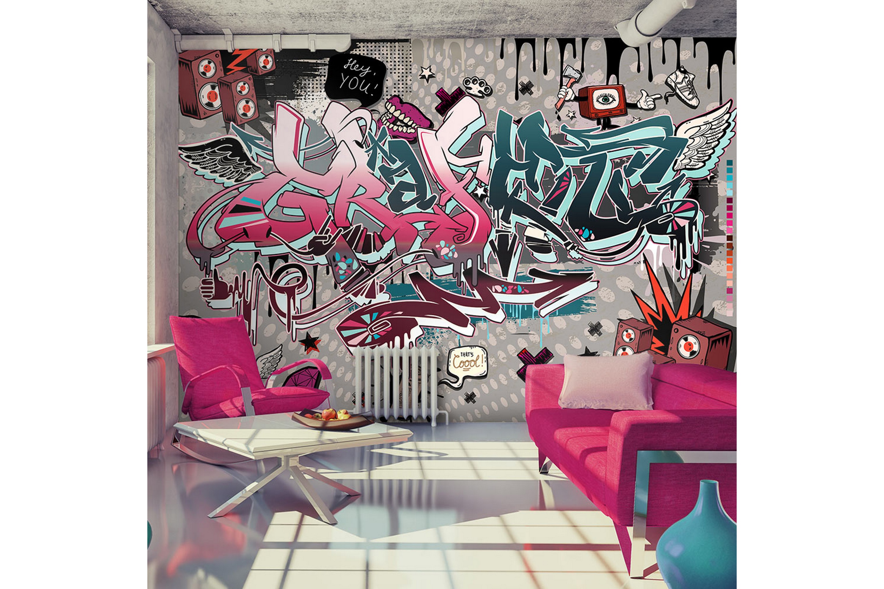 Fototapet Graffiti Hey You! 150x105 - Innredning - Trademax