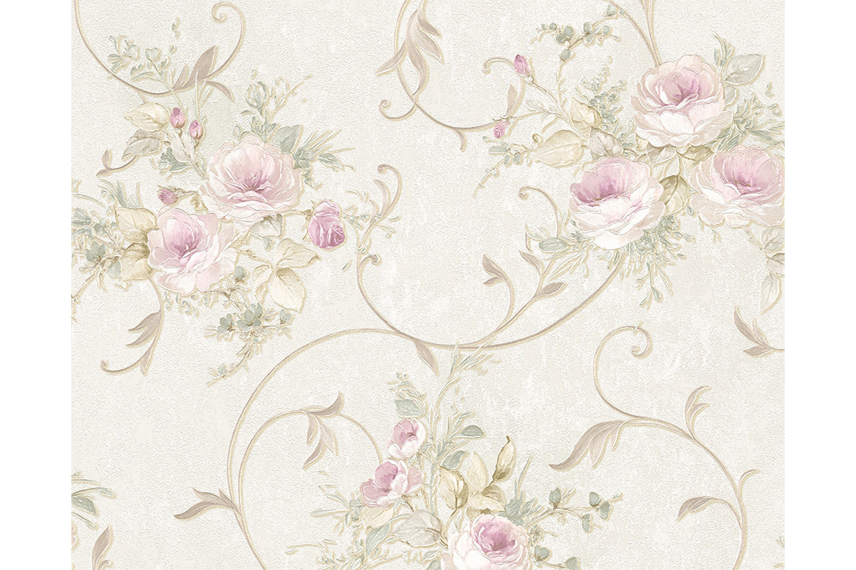 Rosas Tapet Romantico Ovävd Rosa Grön - Mönstrad tapet | Chilli