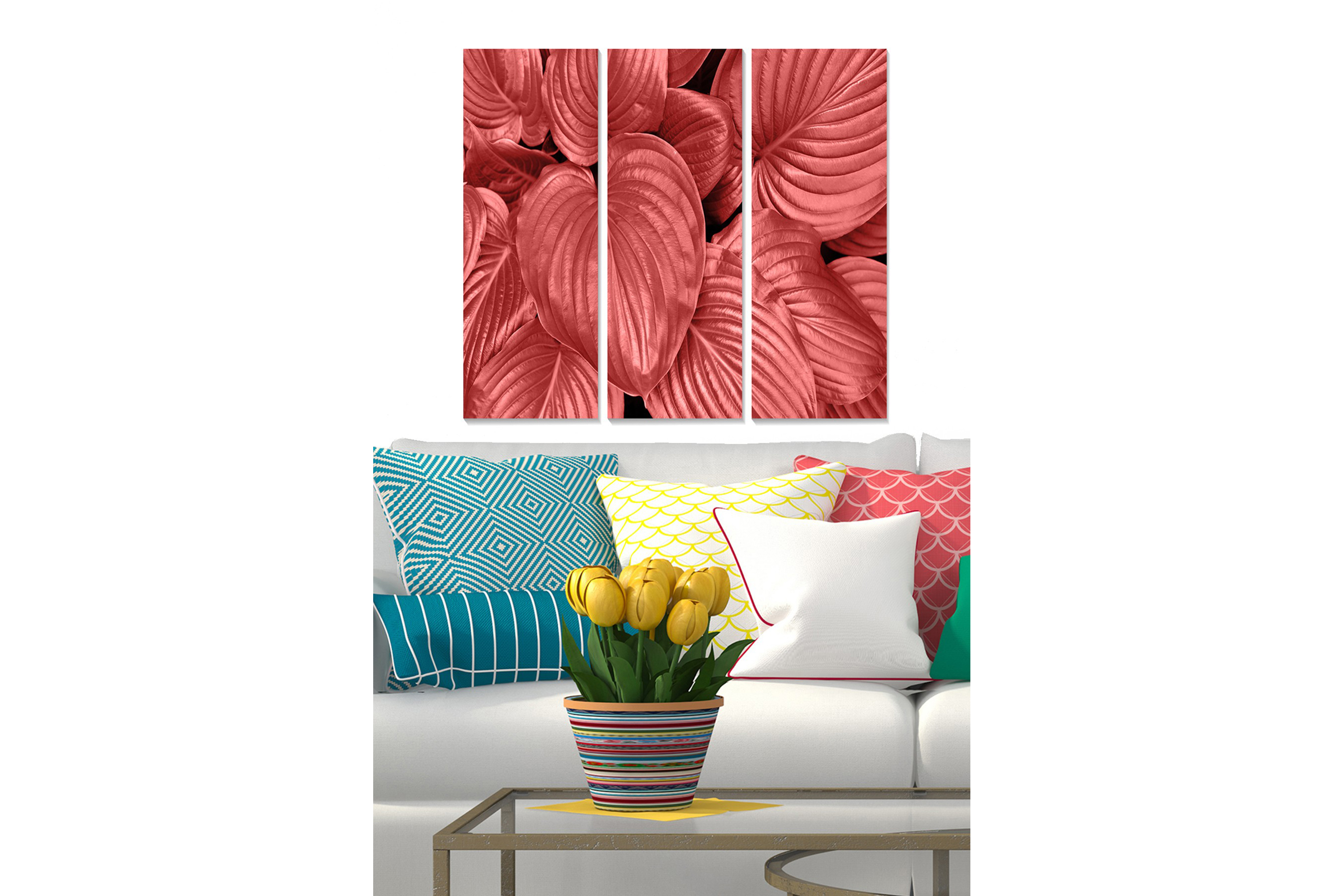 CANVASTAVLA Floral 3-pack Flerfärgad 20x50 cm - Inredning & dekor ...