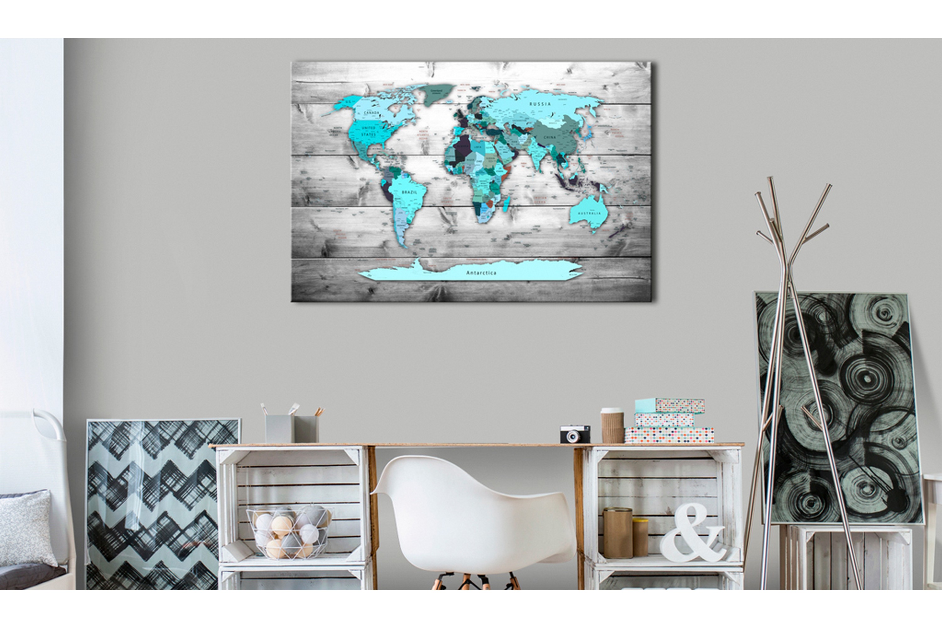 TAVLA World Map: Blue World 60x40 - Inredning & dekor - Furniturebox