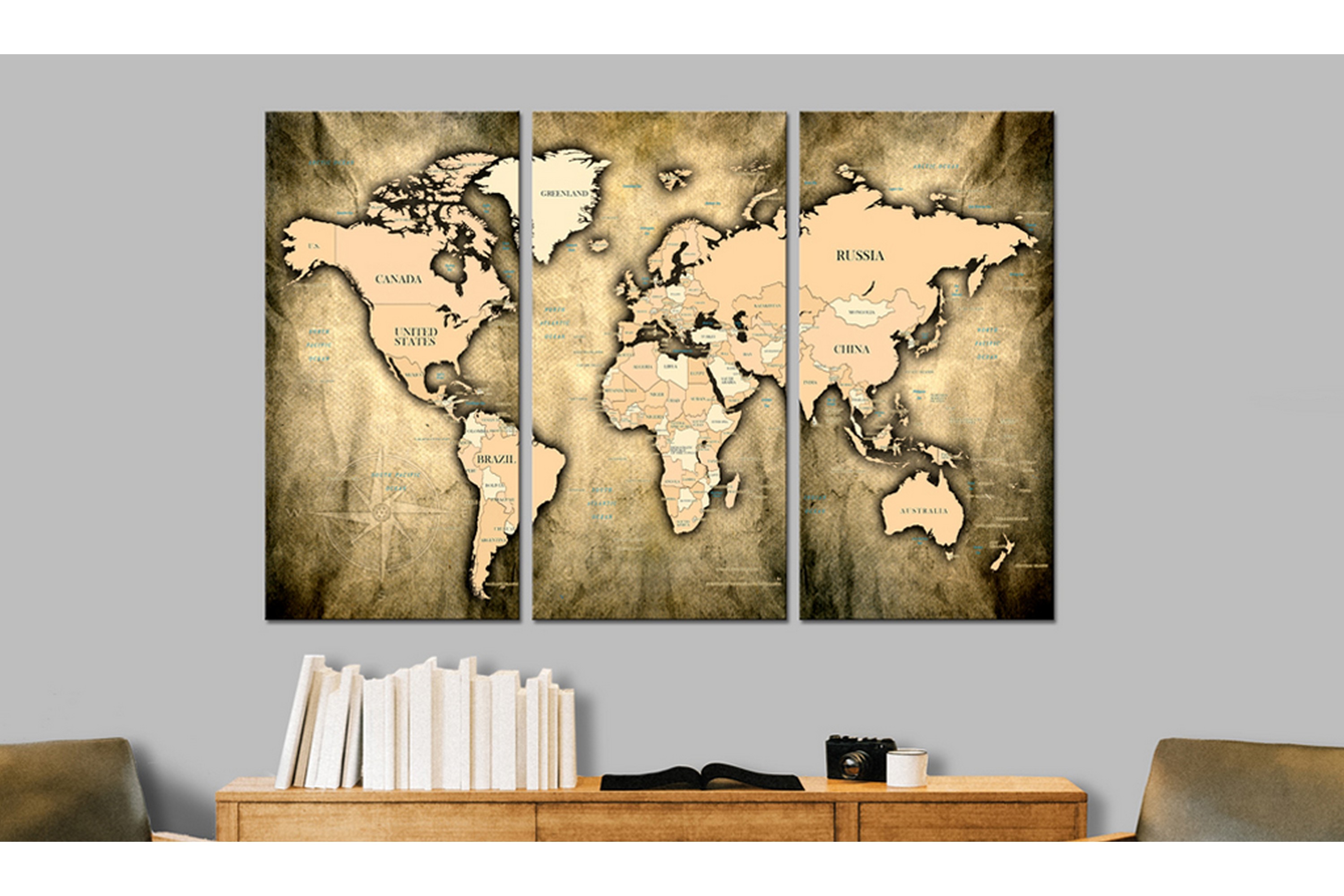TAVLA World Map: The Sands of Time 120x80 - Inredning & dekor ...
