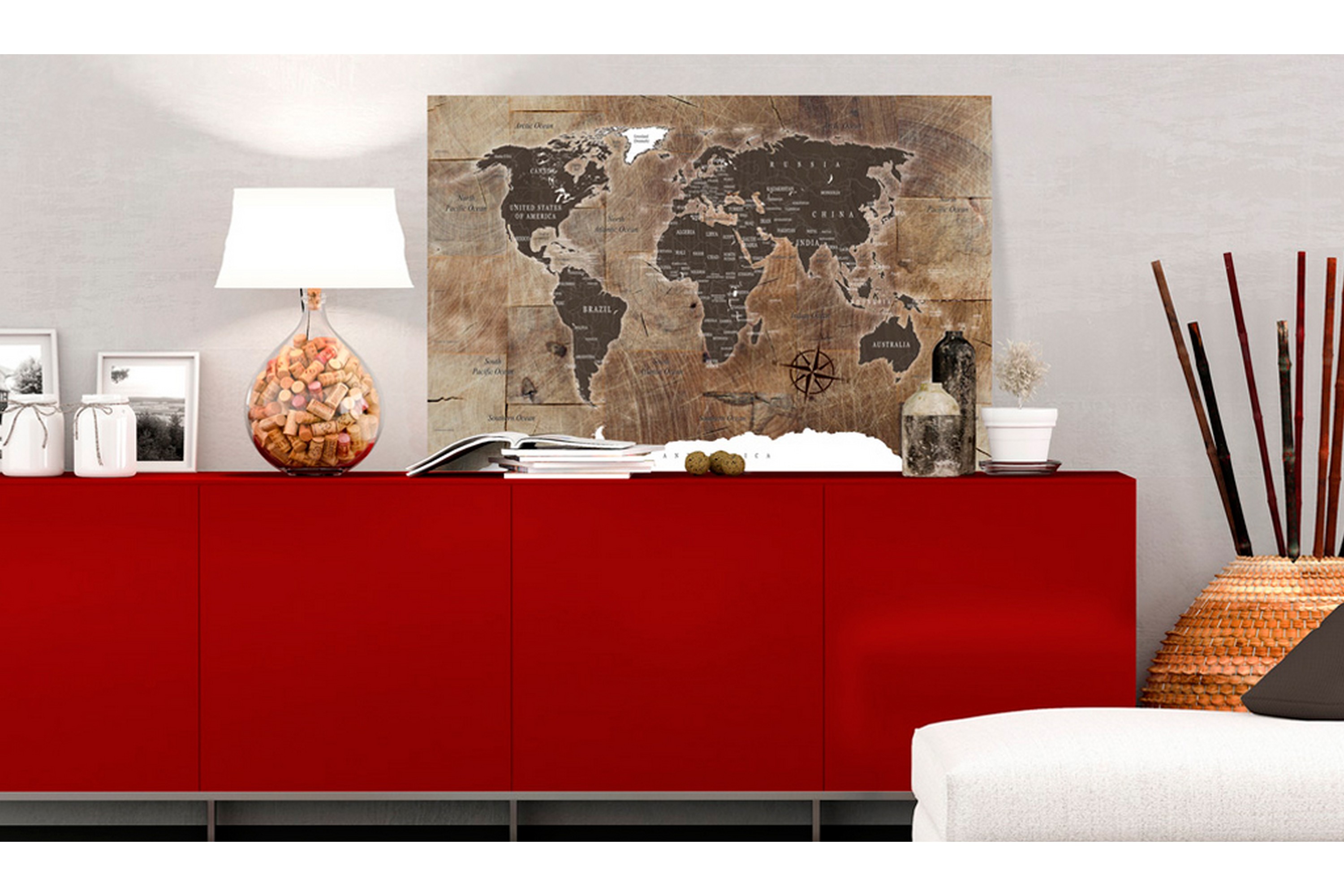 TAVLA World Map: Wooden Mosaic 60x40 - Inredning & dekor - Furniturebox