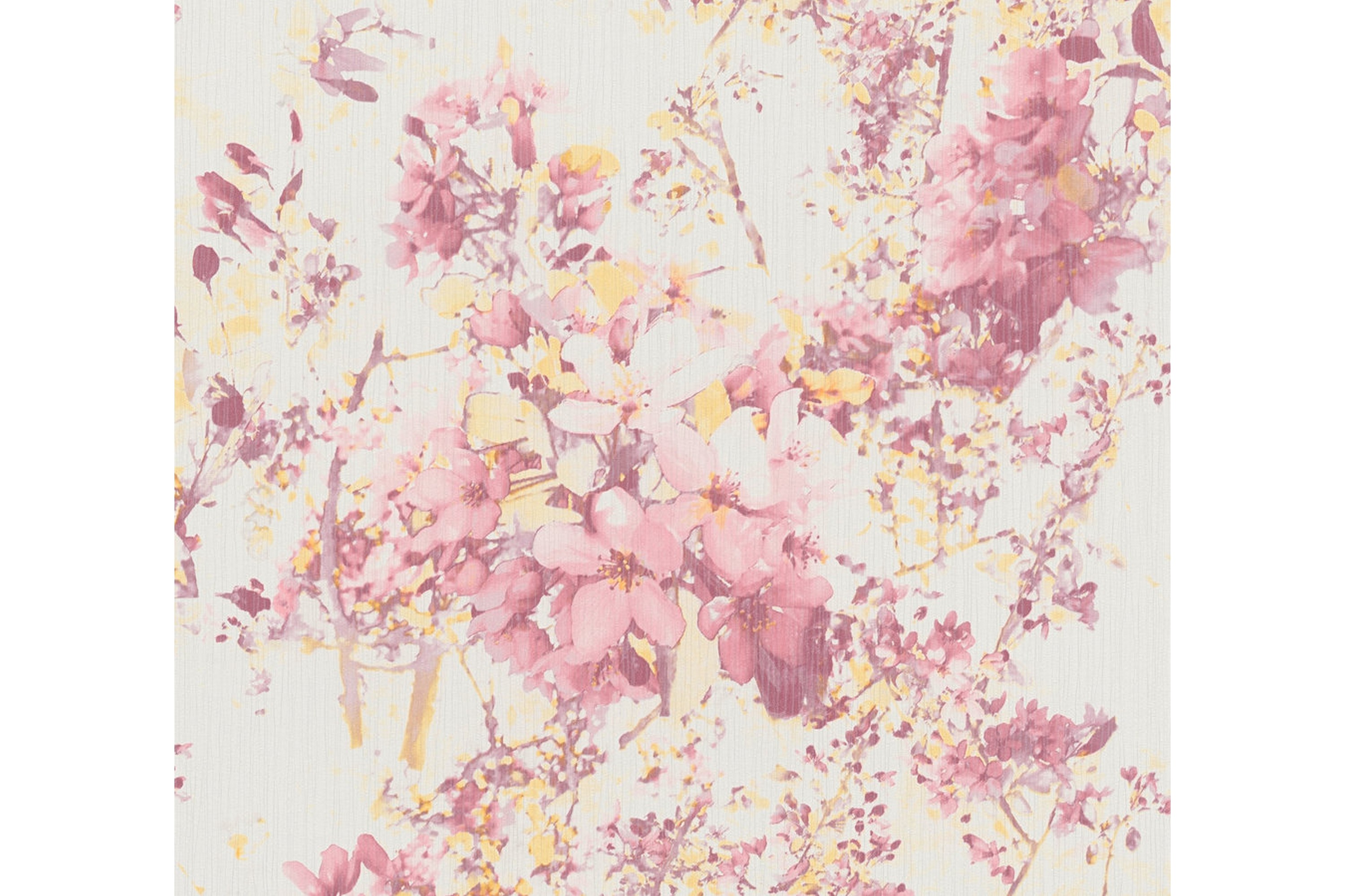 Blommig Tapet Attractive Ovävd Rosa - Mönstrade tapeter - Furniturebox