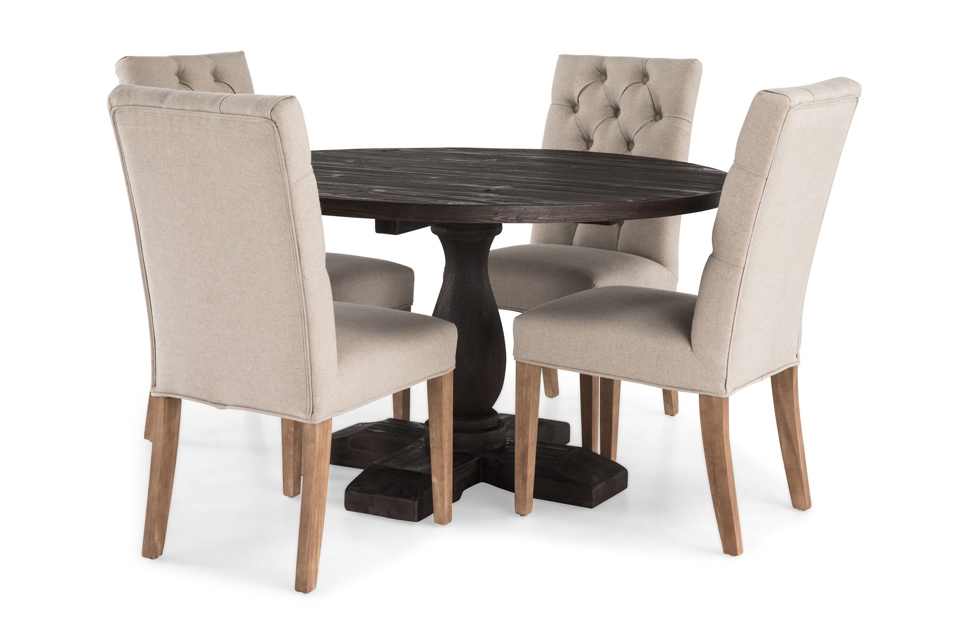 Bloomington Dijon Matgrupp 130 cm Rund med 4 Jenny Stol Vintage Trä ...