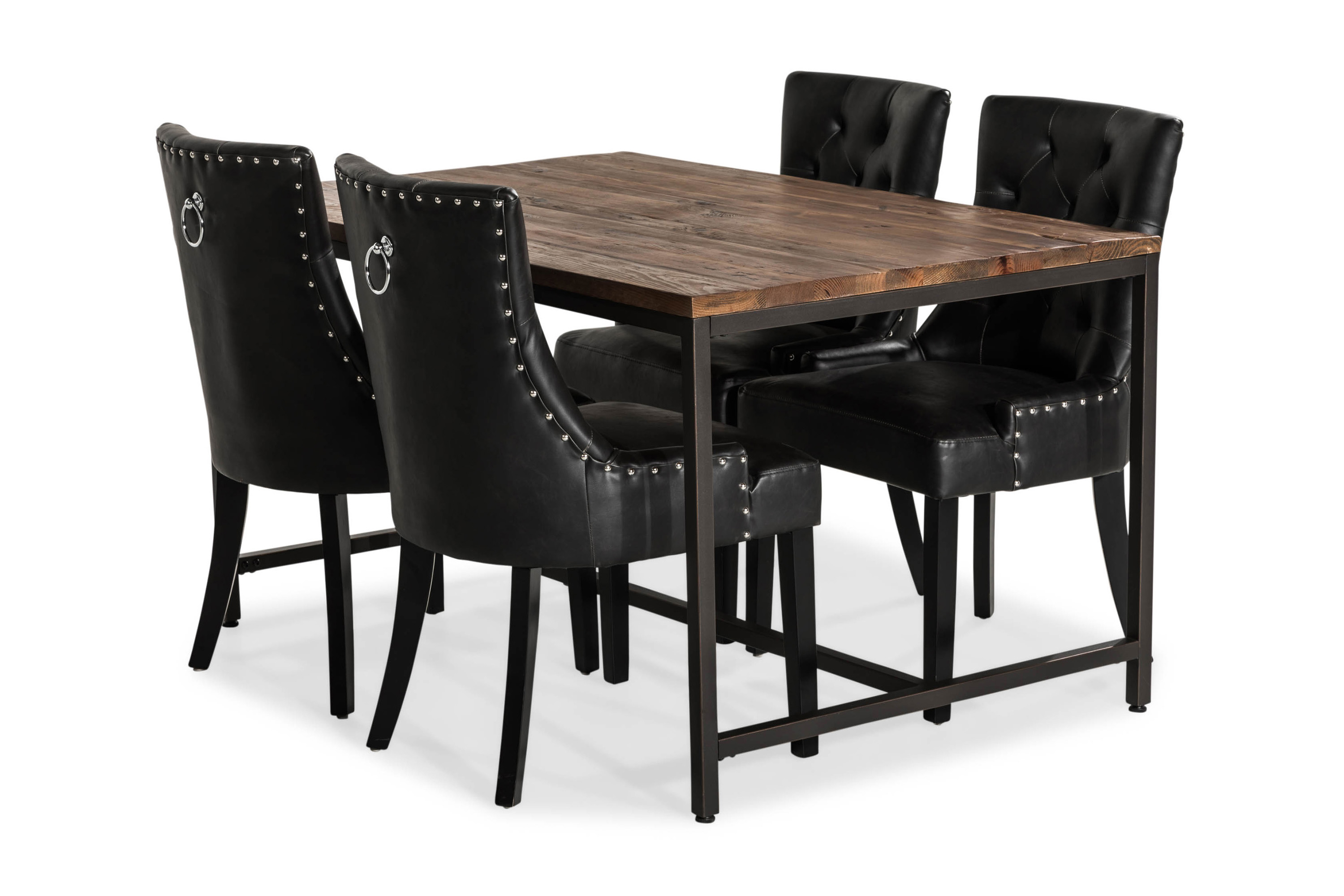 Bloomington Wilmer Matgrupp 140 cm med 4 Tone Fåtölj Rustik Alm/Svart ...