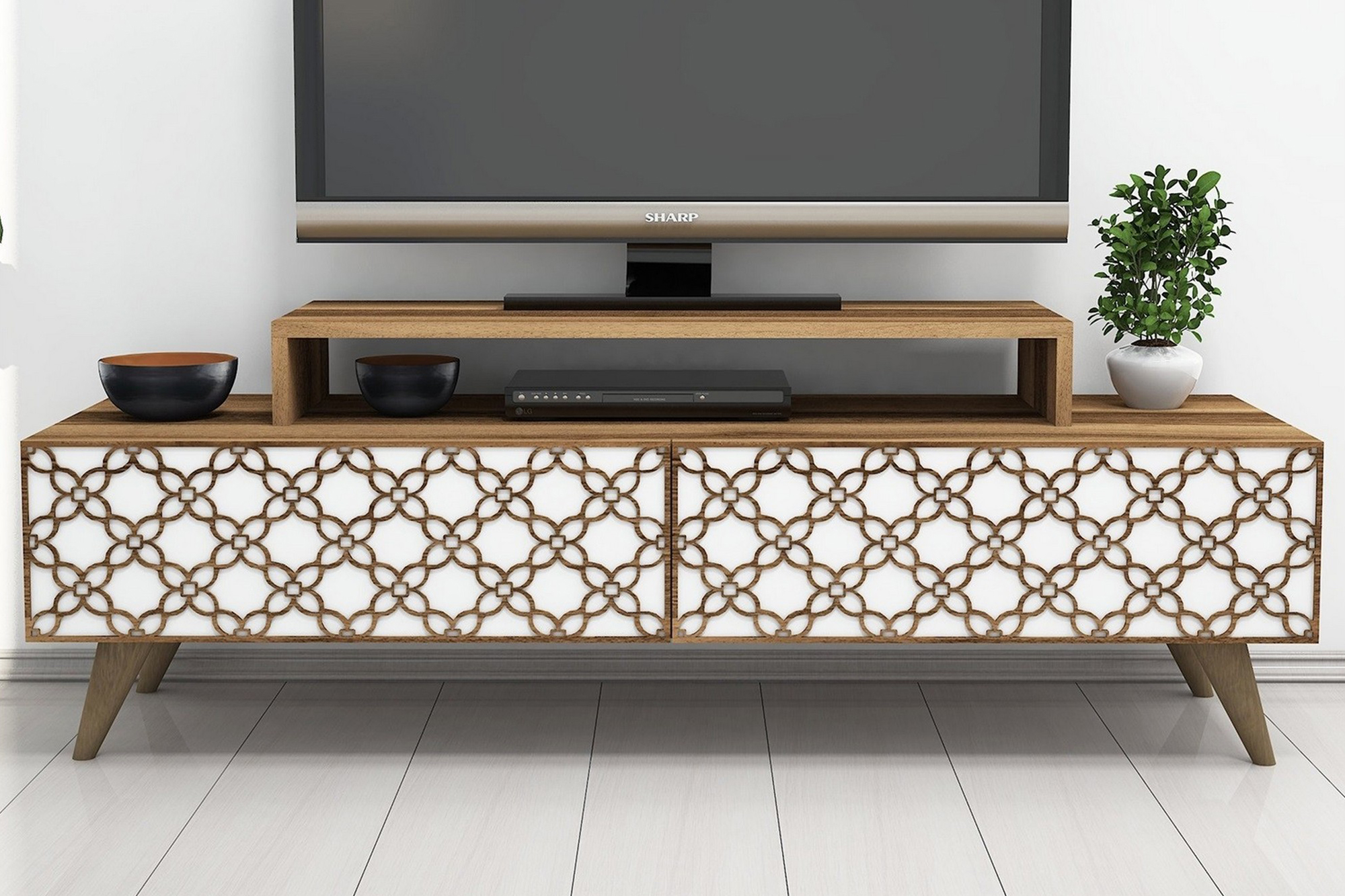 TV-Bänk Amtorp 140 cm Brun|Vit - Möbler | Chilli