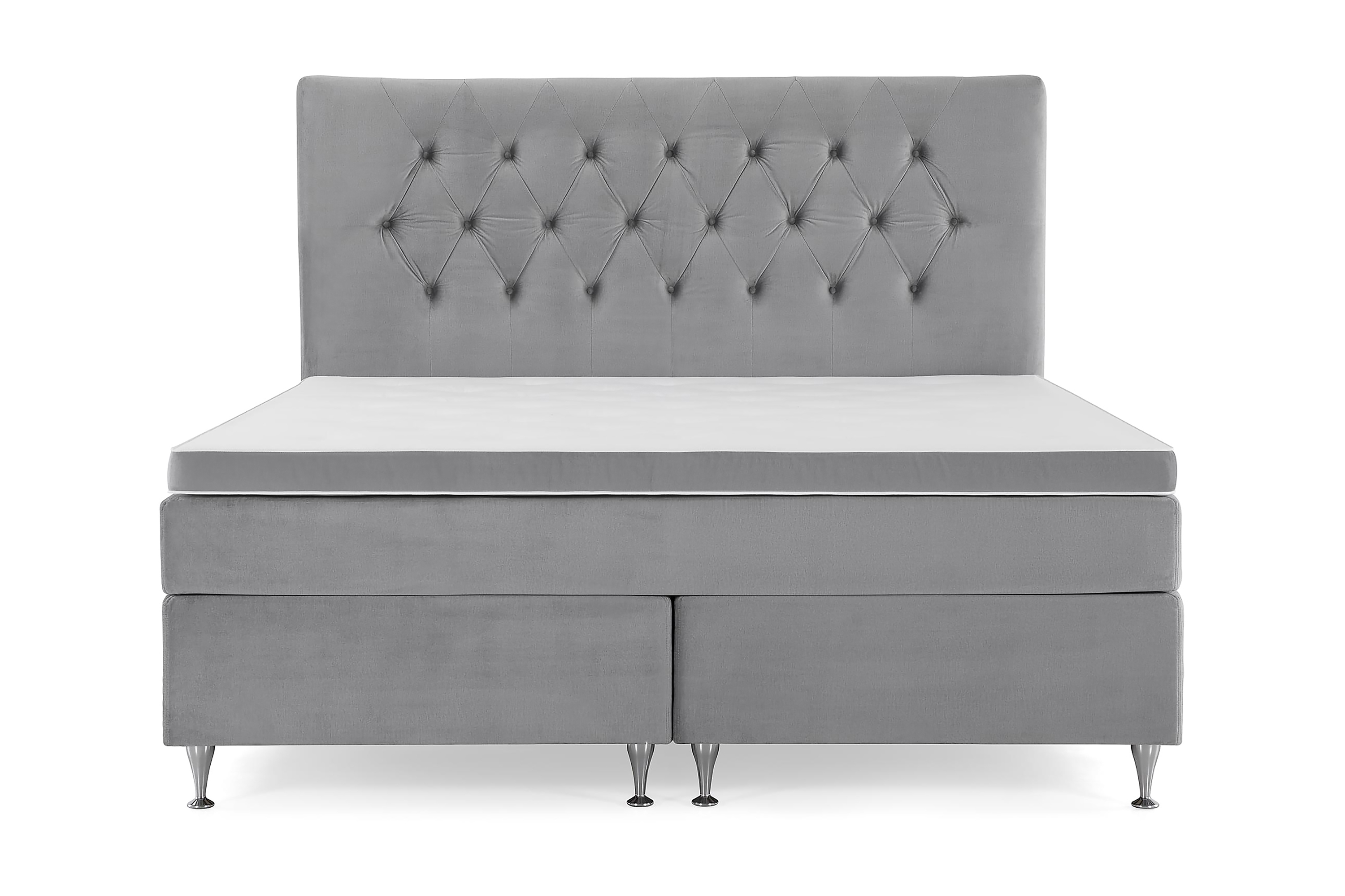 Berg & Strand Royal Velvet Komplett Sängpaket 180x200 cm Ljusgrå Sammet ...