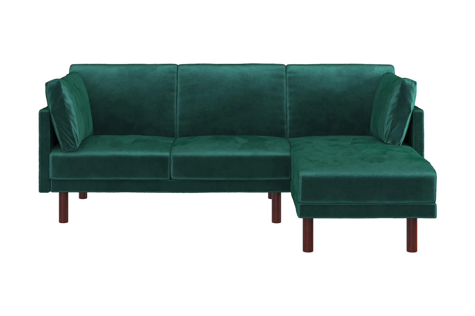 Dorel Home Clair 3-sits Bäddsoffa med Schäslong Ställbar Sammet/Grön/Tr ...