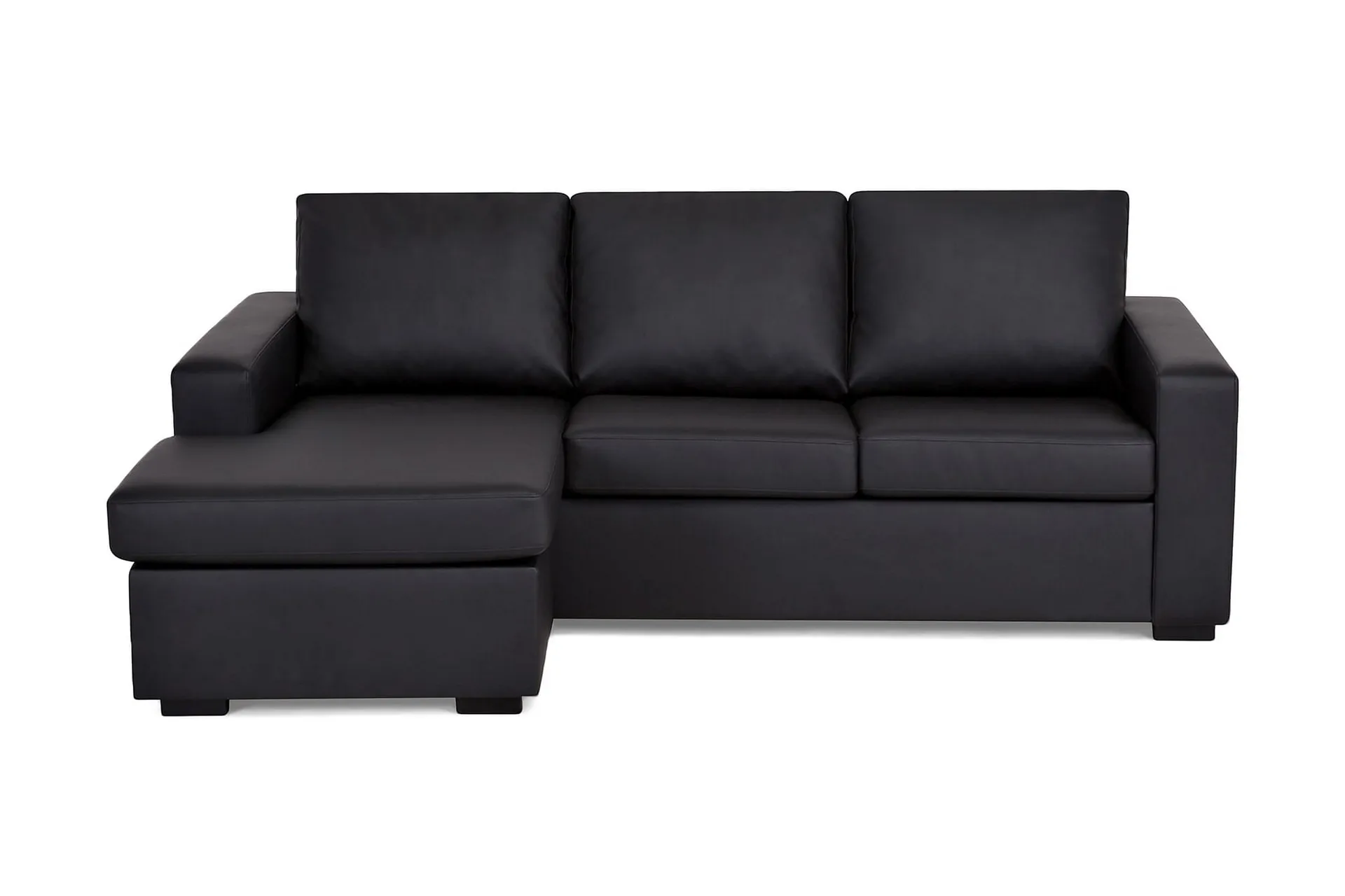 Basic Home Crazy 3-sits Vändbar L-formad Divansoffa i Konstläder Svart ...