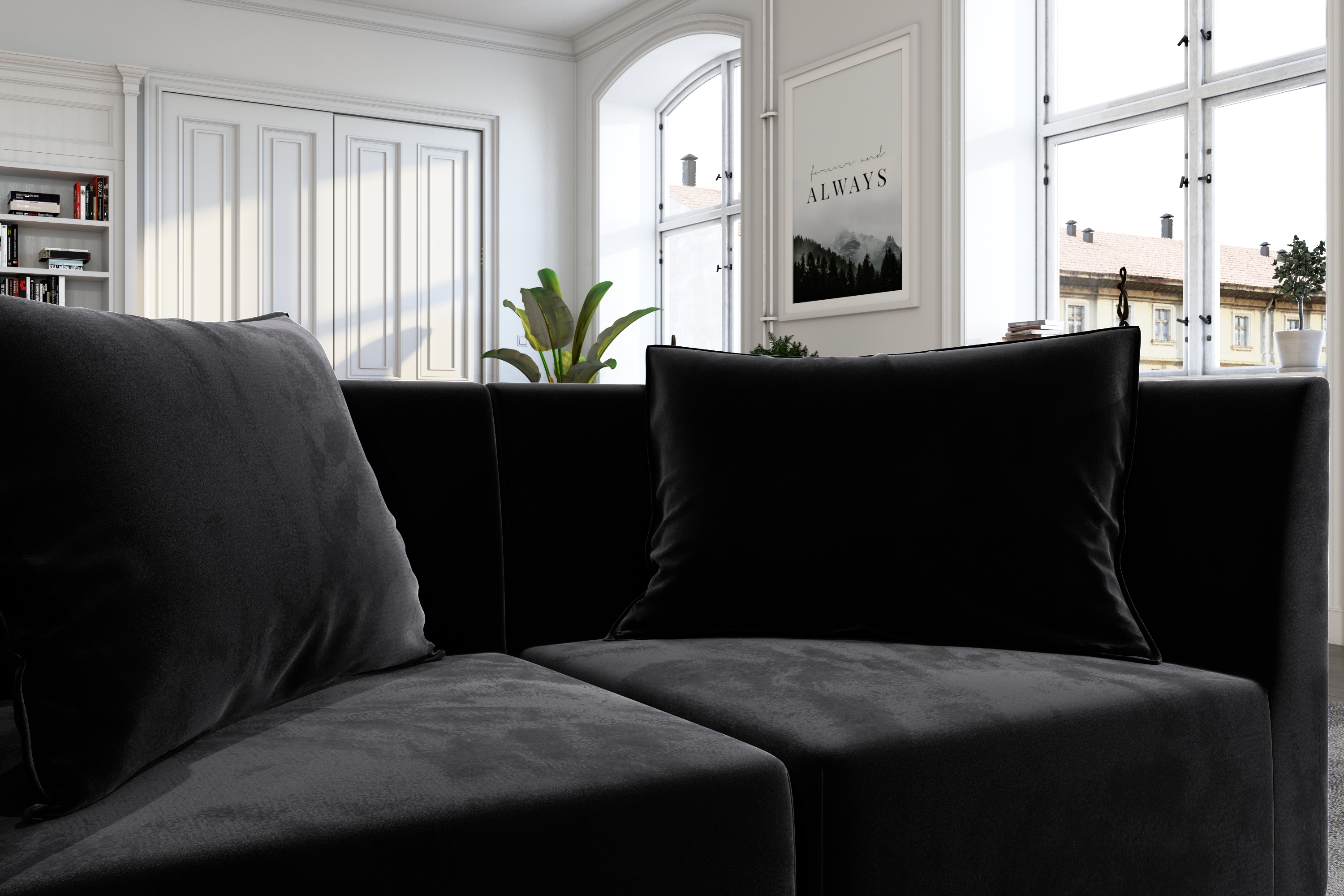 Noelia Modulsoffa 2-sits Sammet Svart - Möbler - Trademax