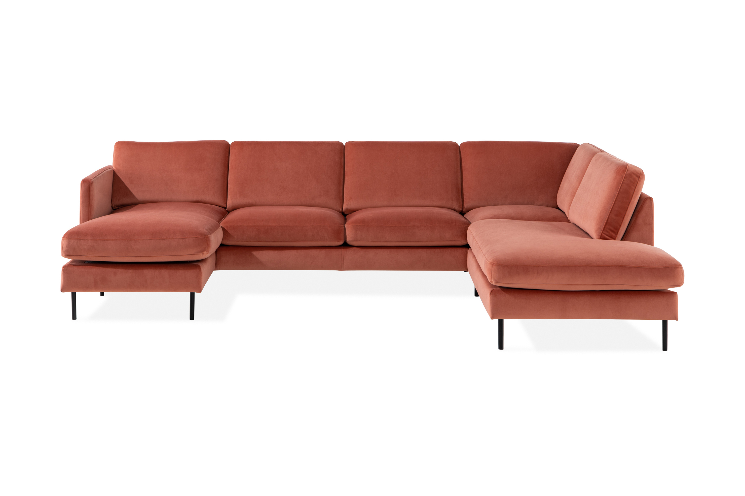 Teodin U-soffa med Divan Sammet Vänster Rosa - Möbler - Trademax