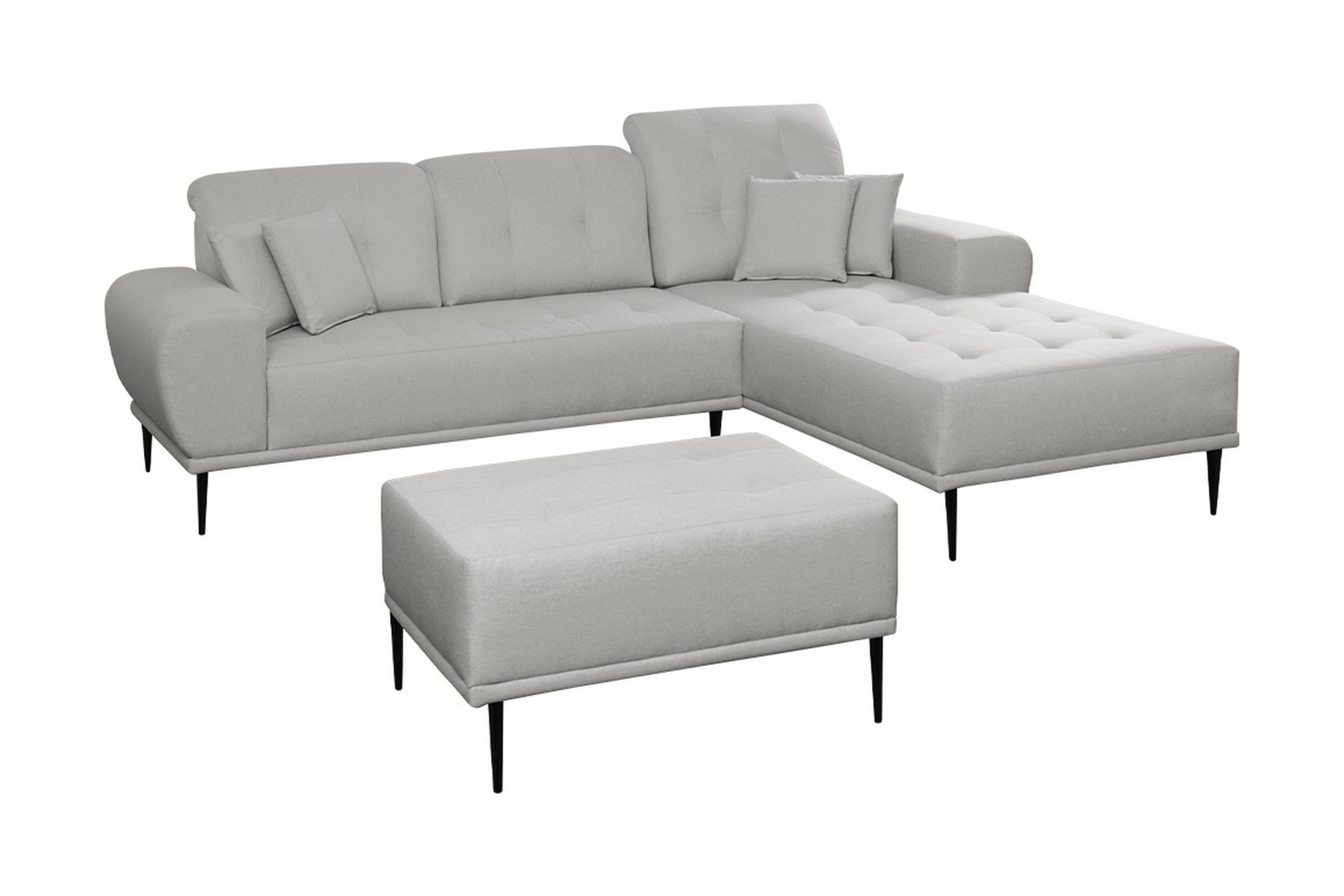 Rapale Soffgrupp Höger med Fotpall Grå - Möbler - Trademax