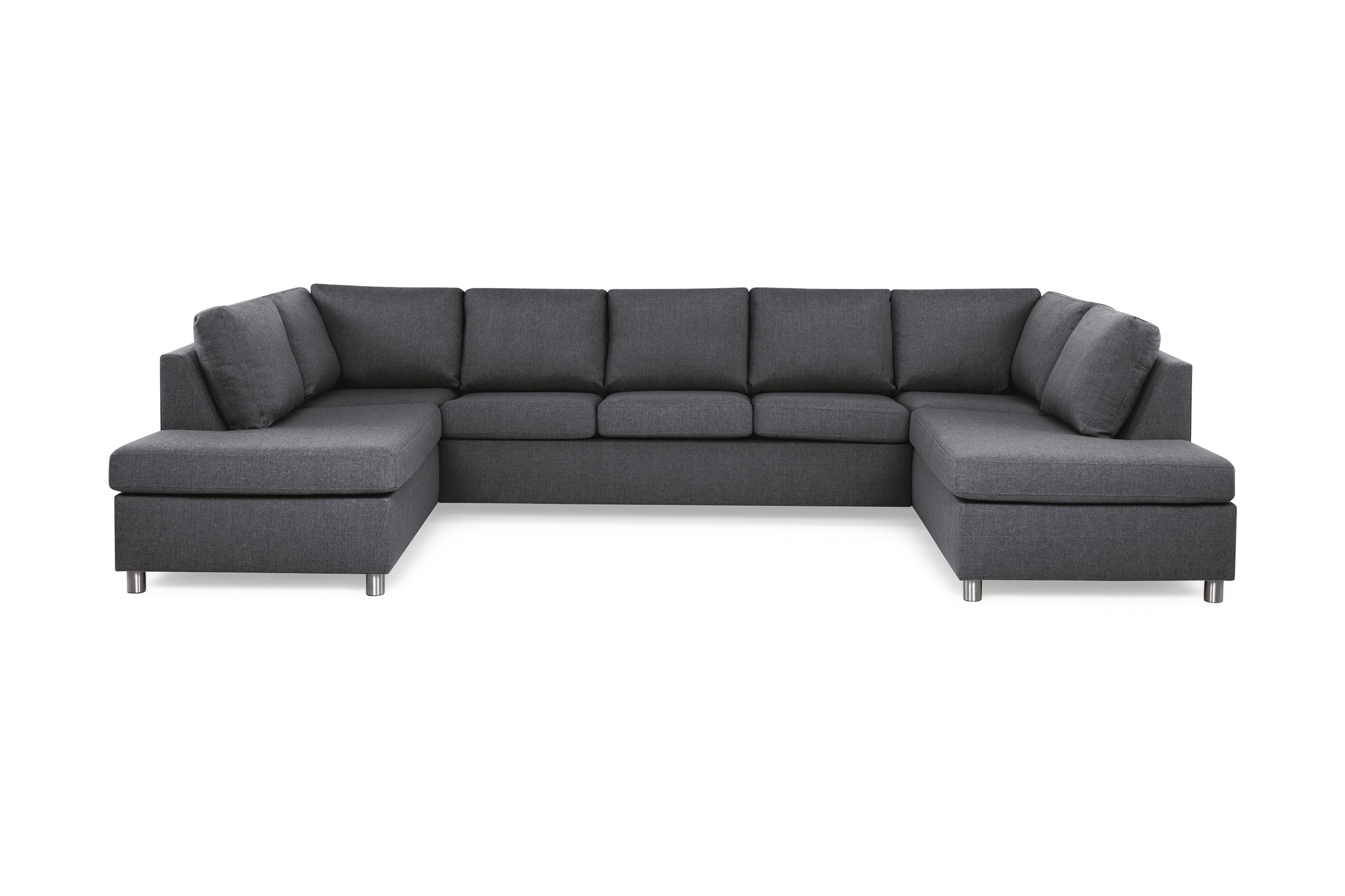 Crazy 5-sits U-formad Soffa med dubbelschäslong i Tyg Mörkgrå - Möbler ...