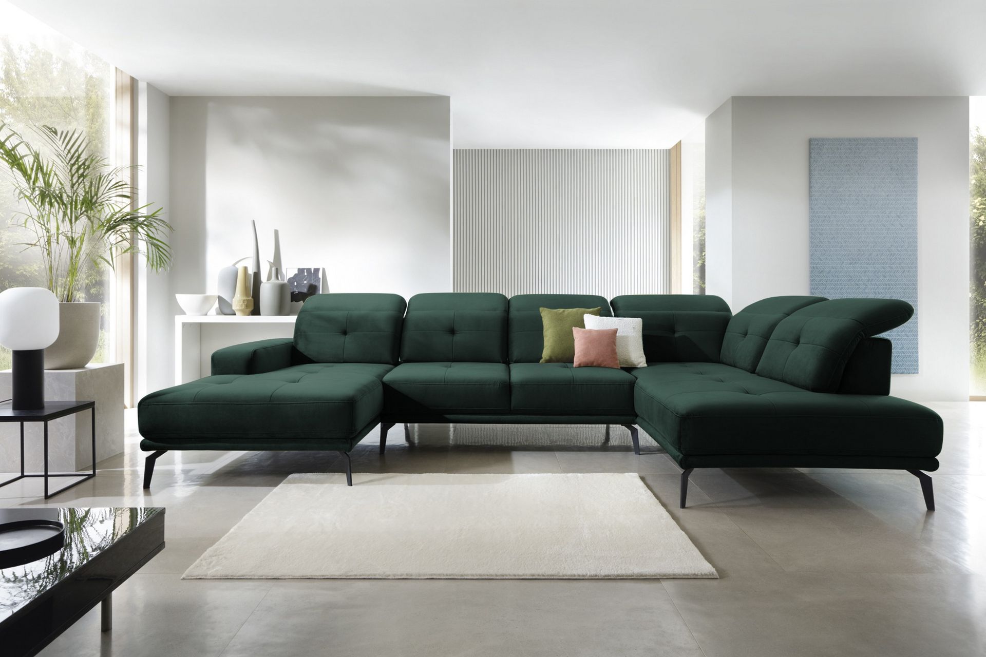 Soffa m. Divan och Schäslong Hago Grön - Möbler | Chilli