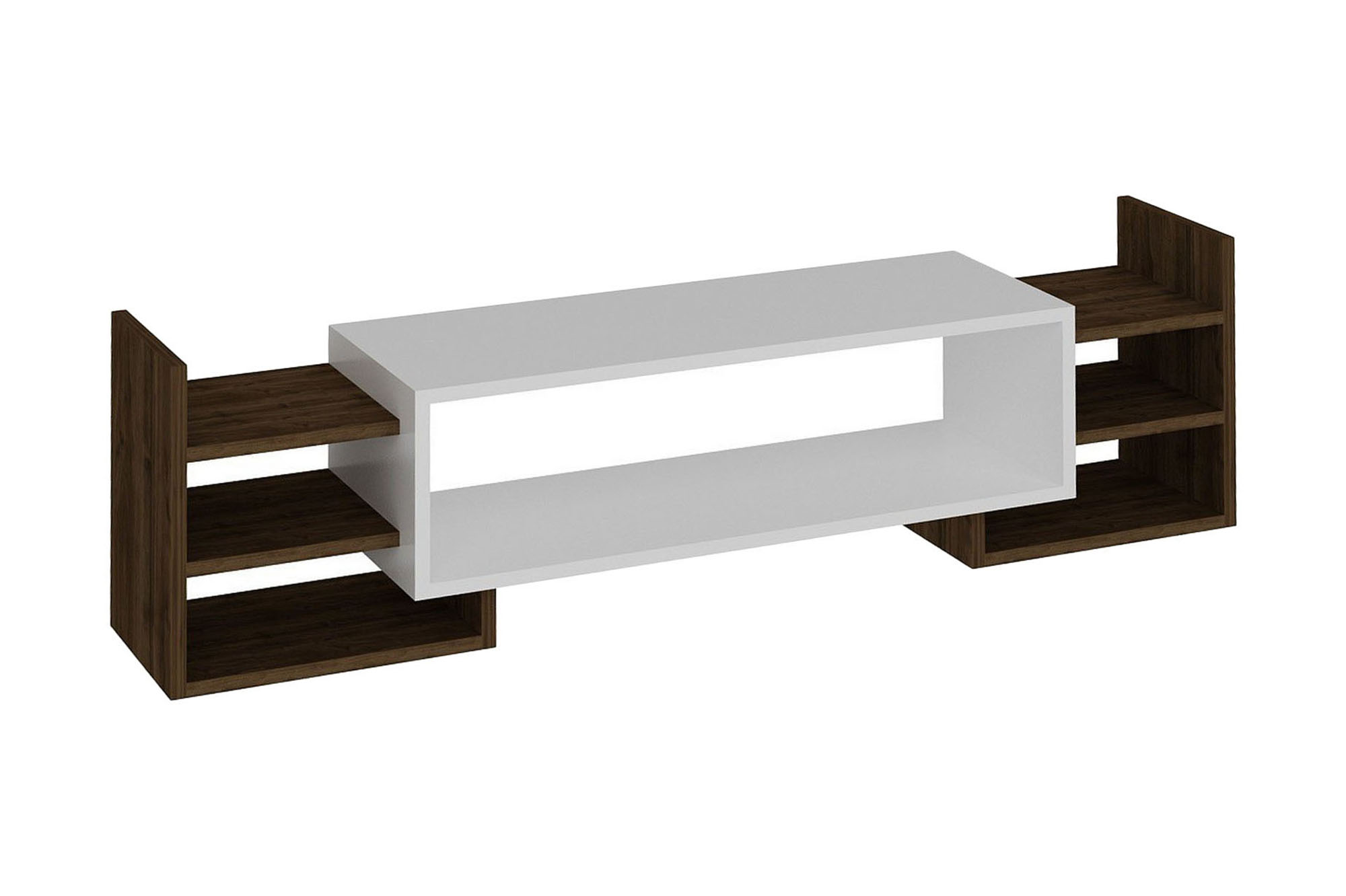 Semour TV-benk 90 cm Hvit/Valnøtt - Møbler - Trademax