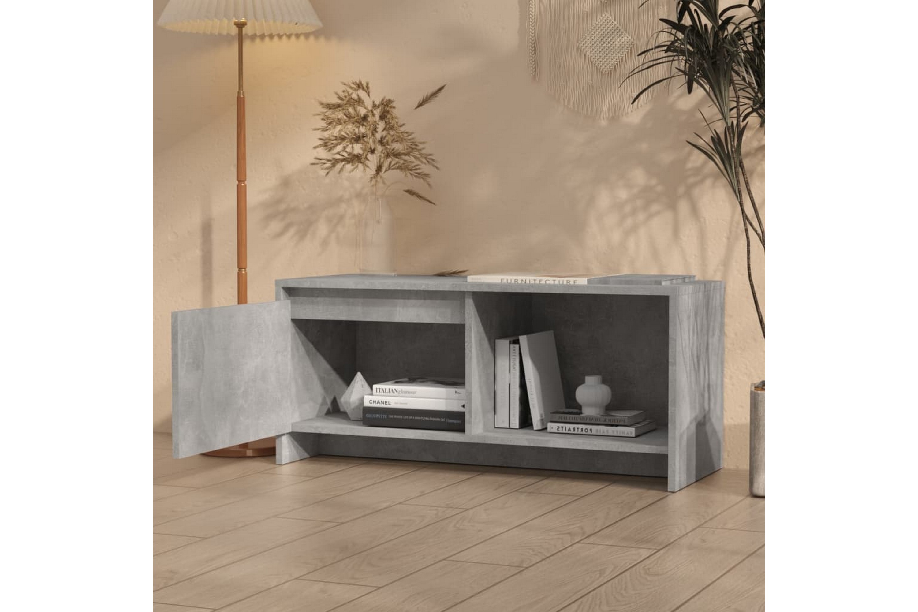 Be Basic TV-benk betonggrå 90x35x40 cm sponplate Grå - Møbler - Trademax
